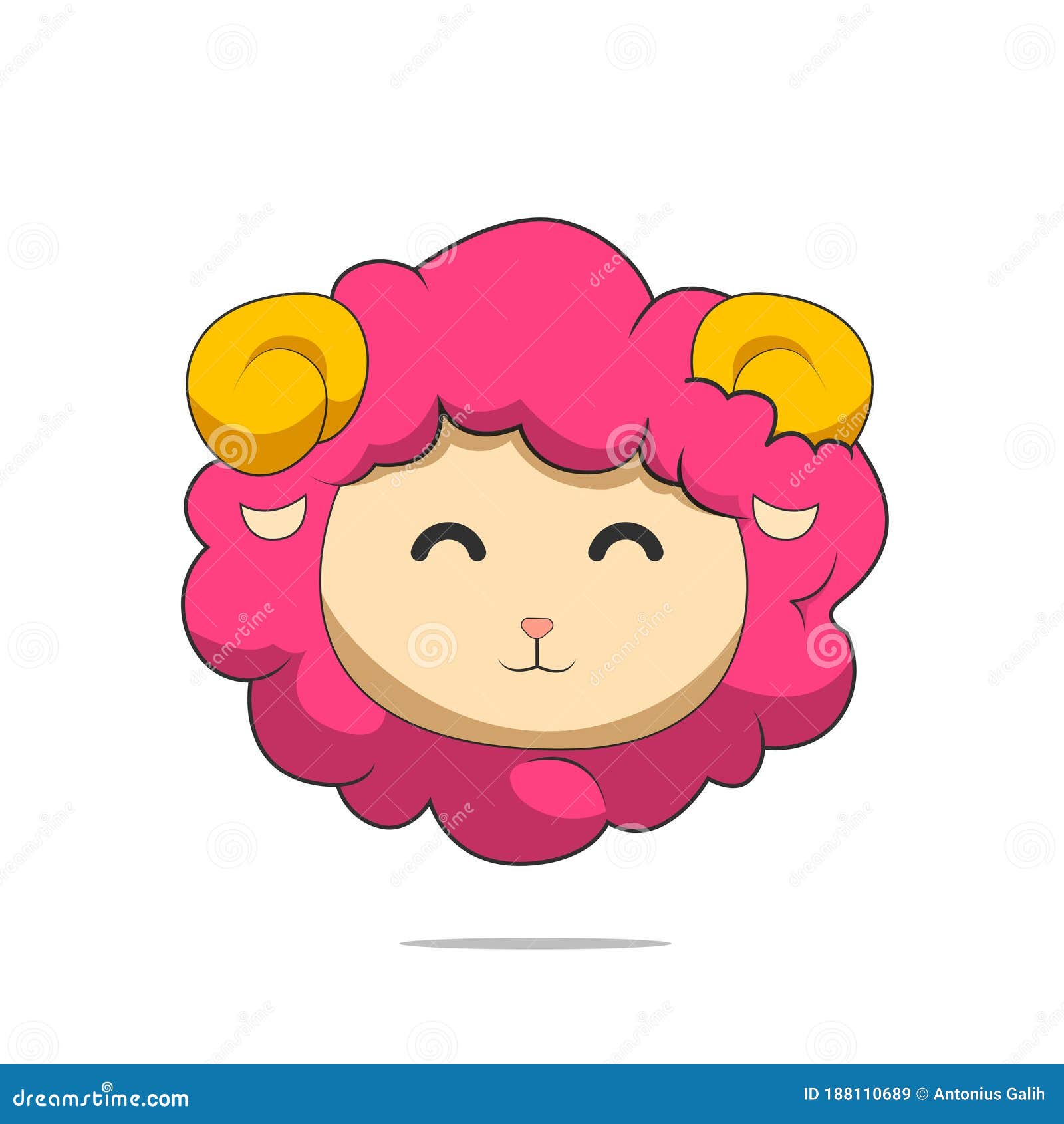 Cute Pink Sheep Looks Joy. Sheep Character Vector Design Stock Vector ...
