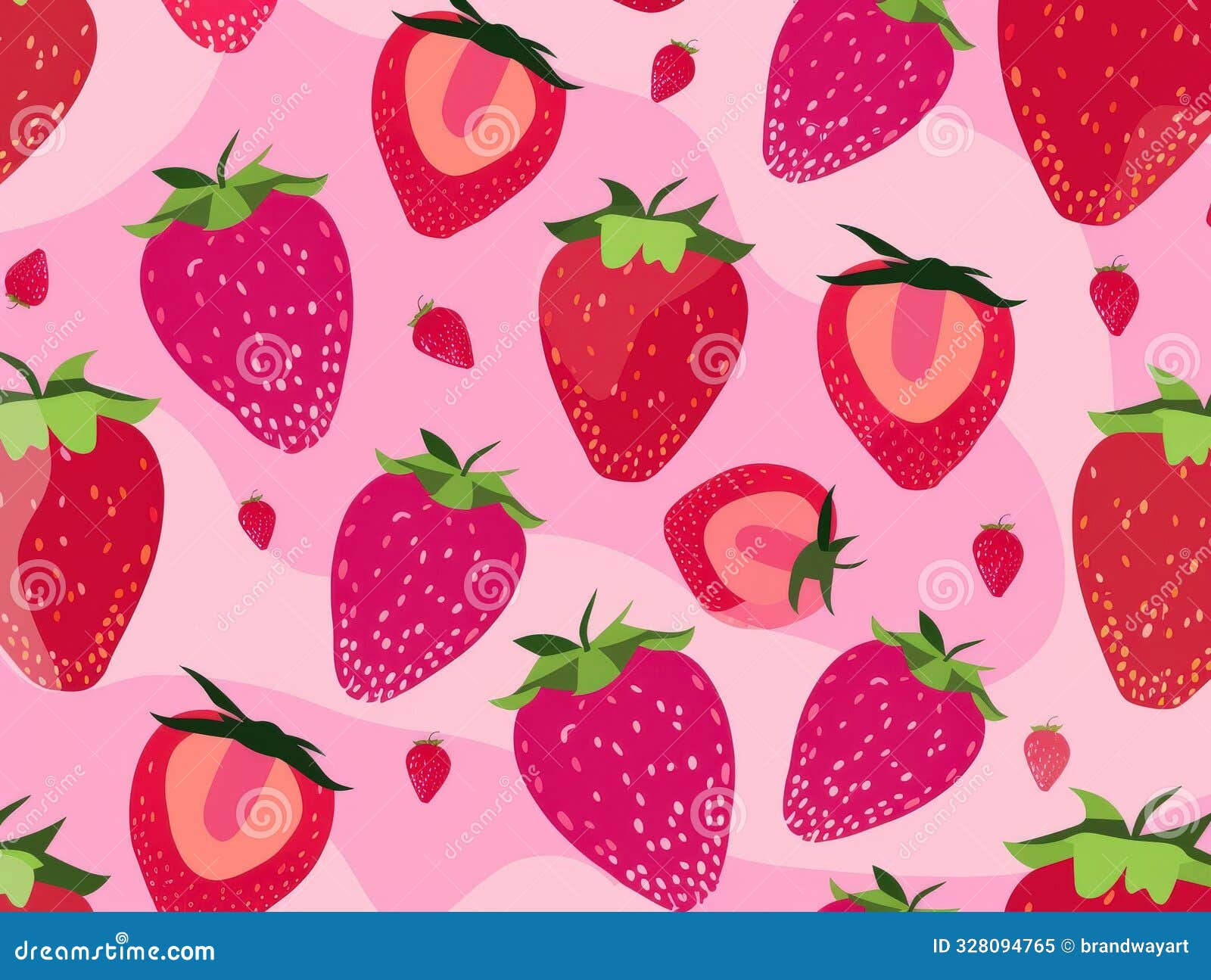 Cute Pink Strawberry Pattern on a Cheerful Background Stock ...