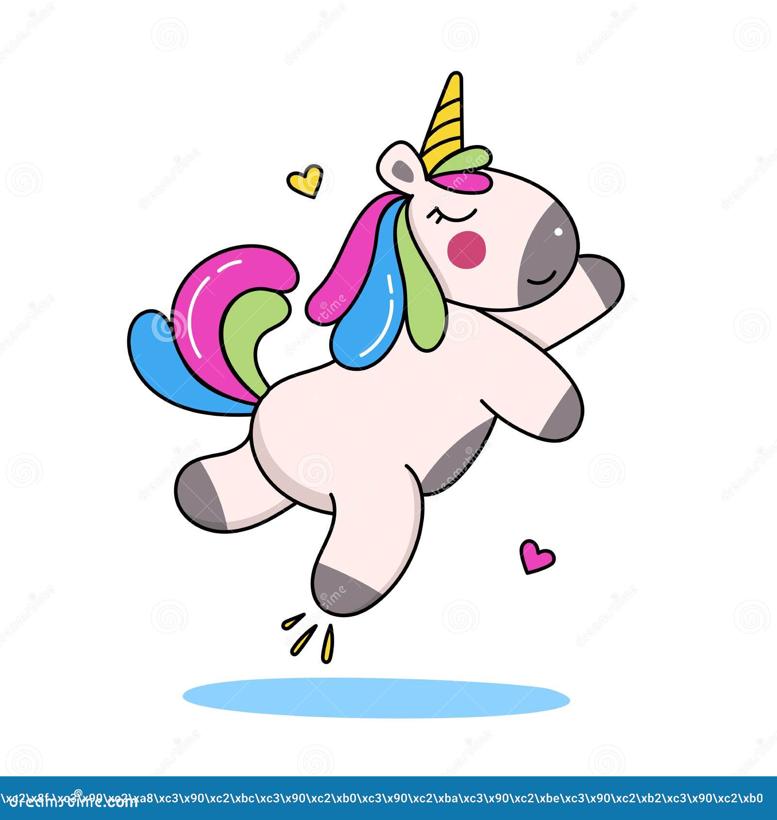 Cute Pink Unicorn in a Jump. Vector Illustration in a Flat Style Stock ...