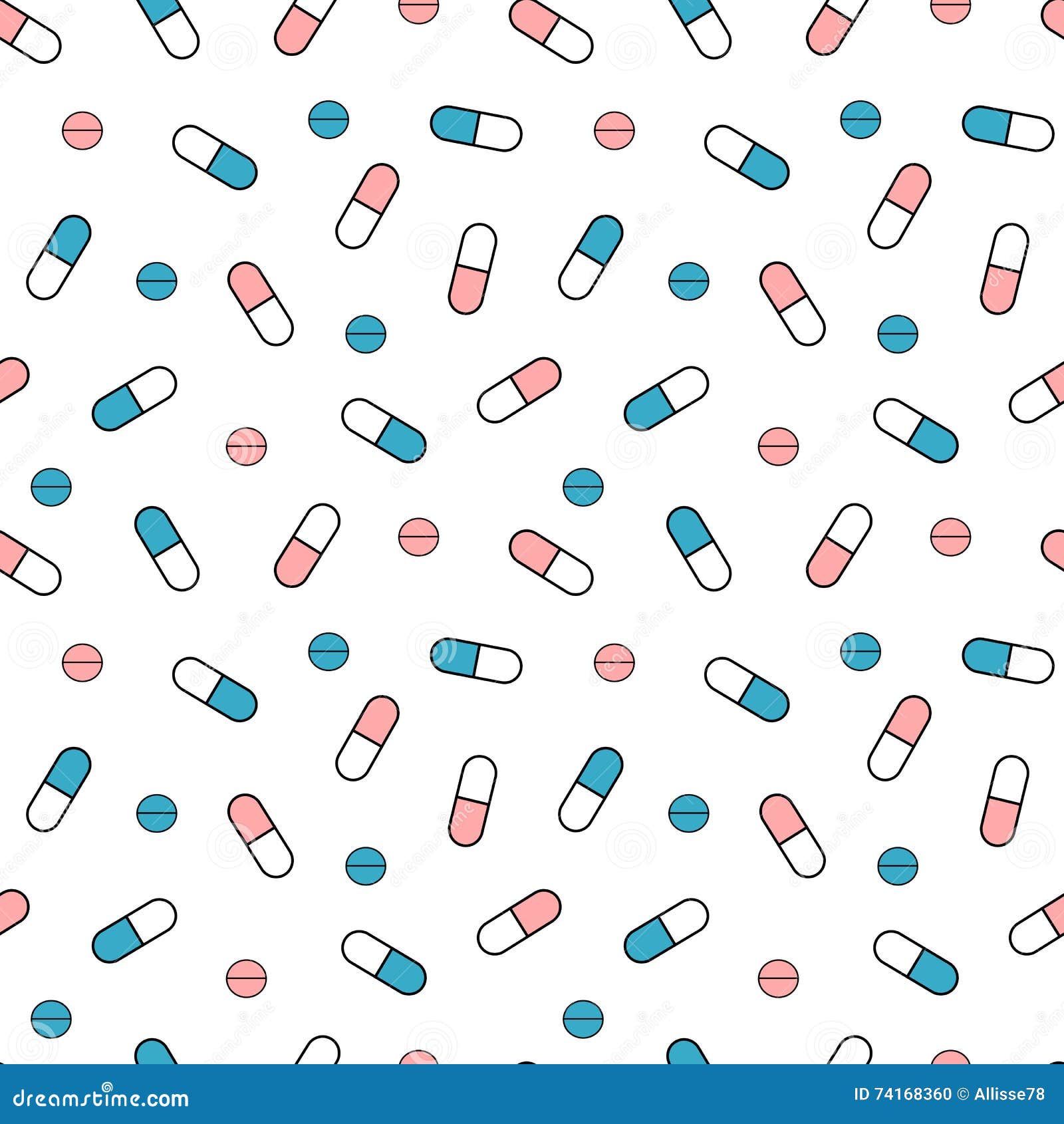 Cute Pink White and Blue Pills Seamless Pattern Background Illustration ...
