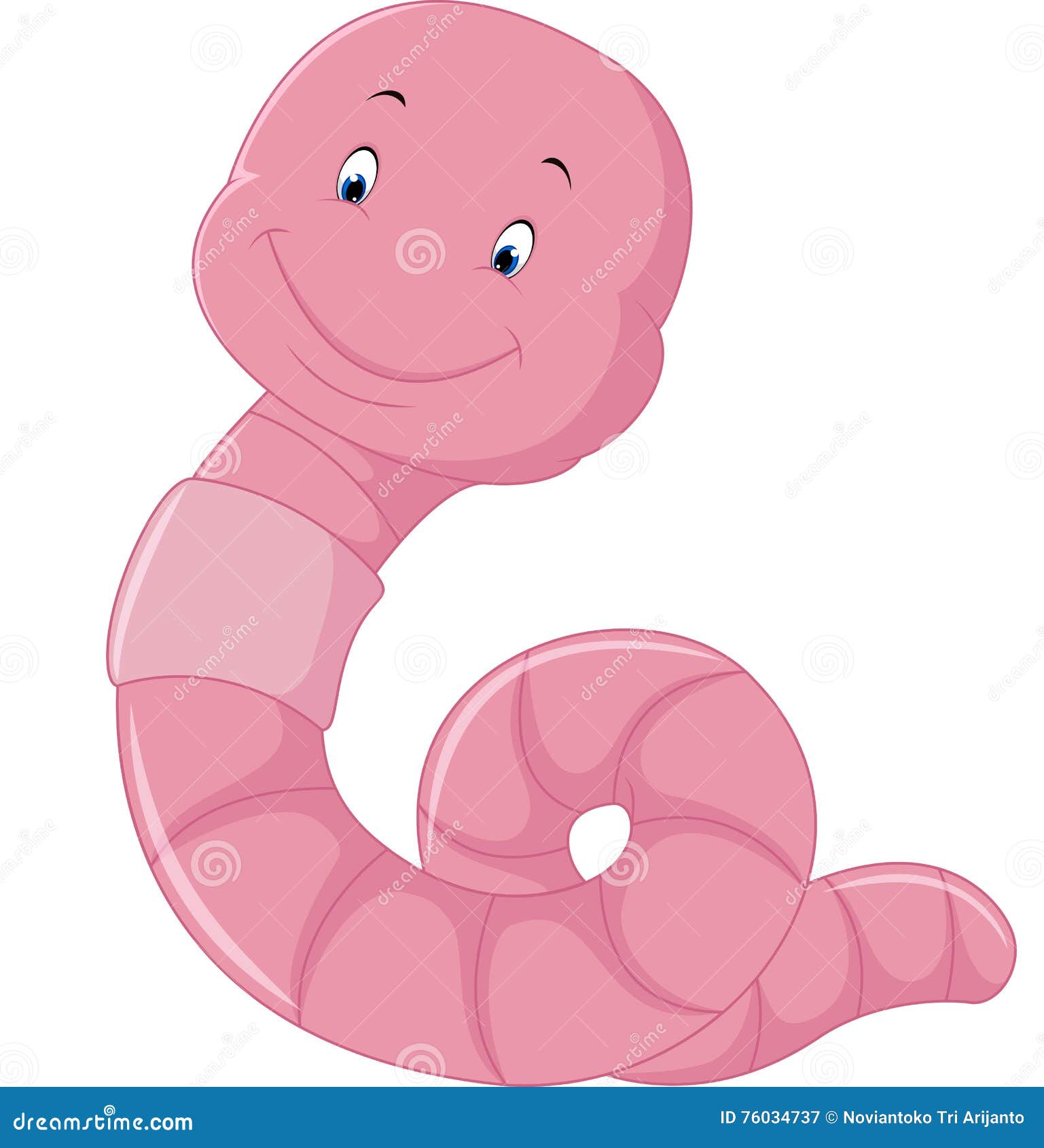 Cute pink worm cartoon stock illustration. Illustration of cheerful ...