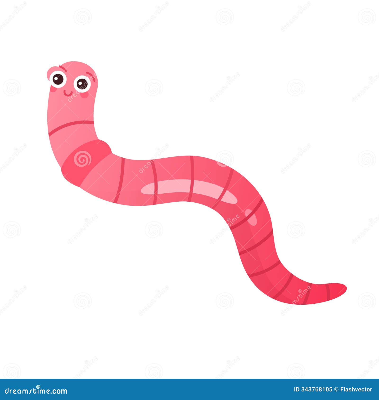 Cute Pink Worm Crawling and Smiling, Cheerful Earthworm with Funny Face ...