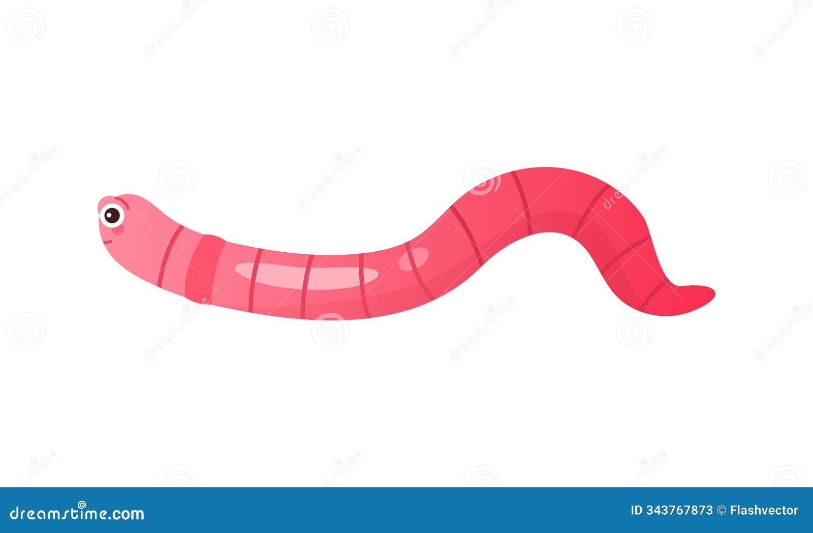 Cute Pink Worm Crawling To Left In Compost, Insect Larva Bending ...