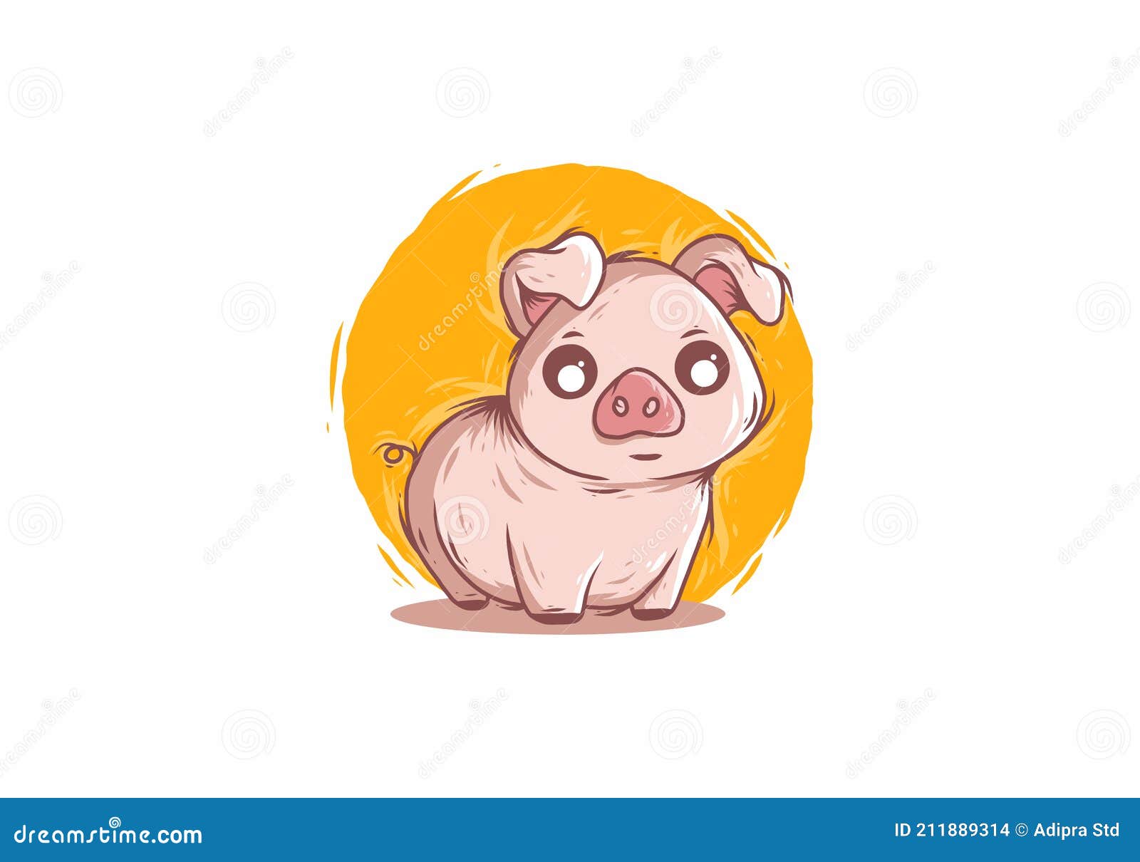 Cute Pink Yellow Pig Illustration Stock Vector - Illustration of ...