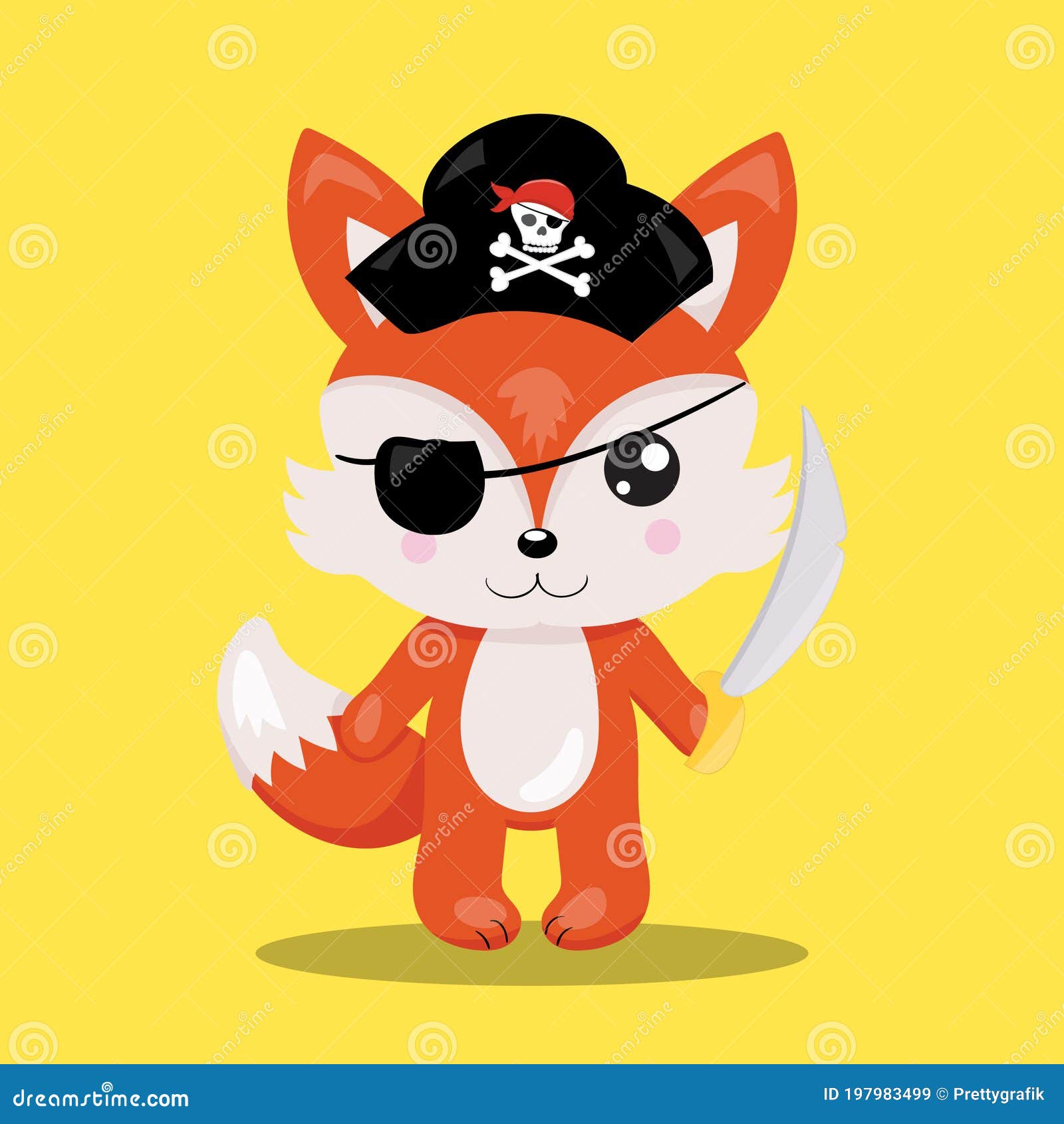 CUTE PIRATE FOX 02 stock vector. Illustration of vectors - 197983499