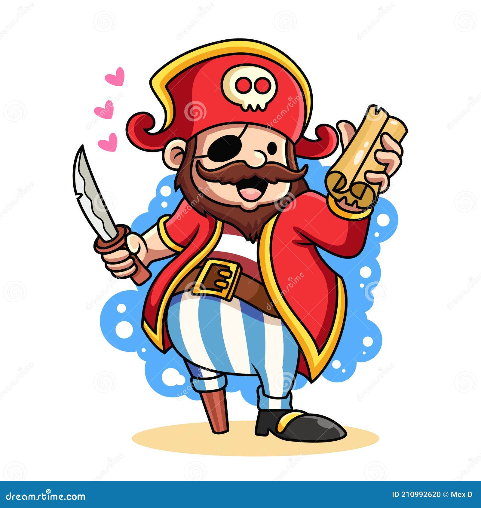 Cute Pirate Vector Icon Illustration. Pirate Icon Concept Bring ...