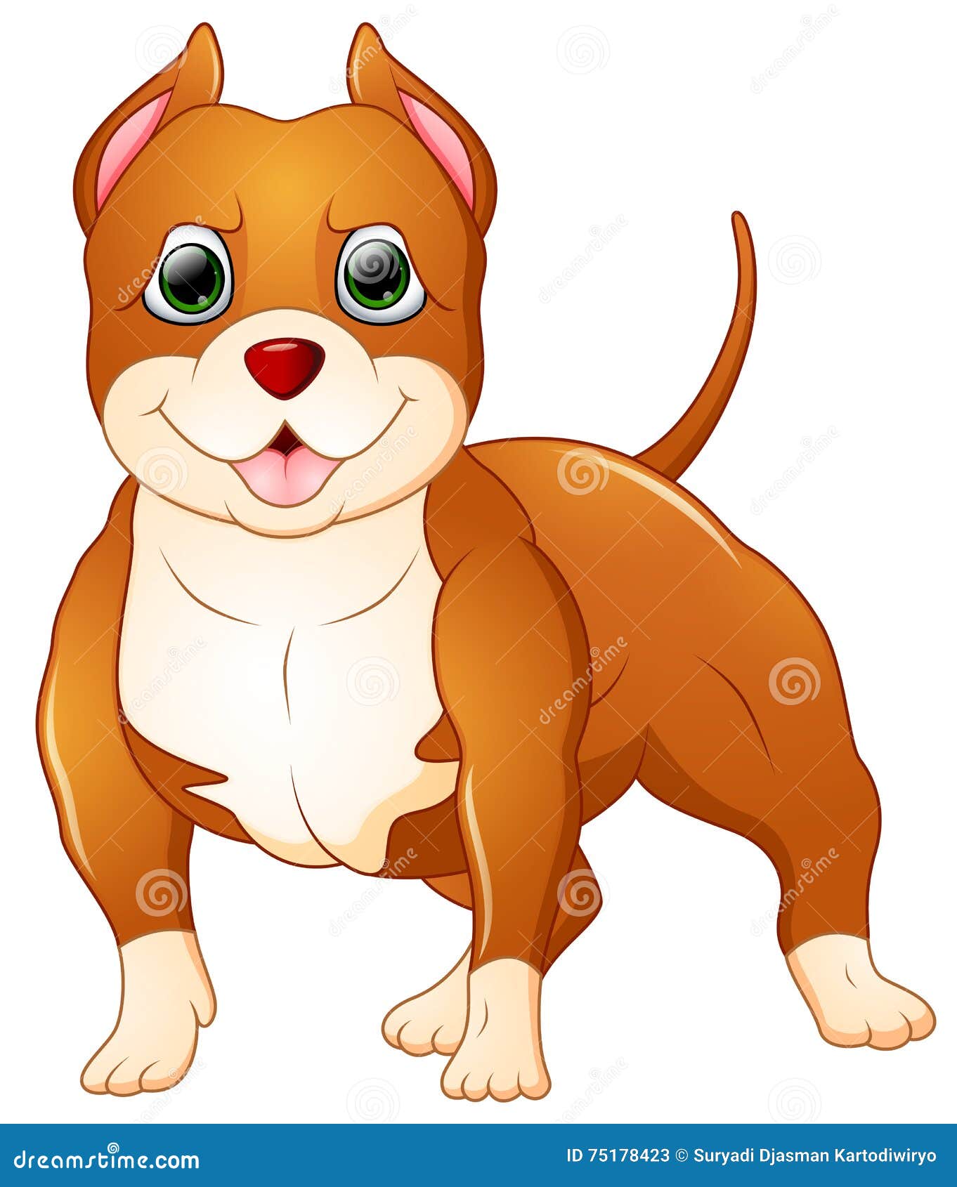 Cute Pitbull Cartoon Standing Stock Vector - Illustration of happy ...