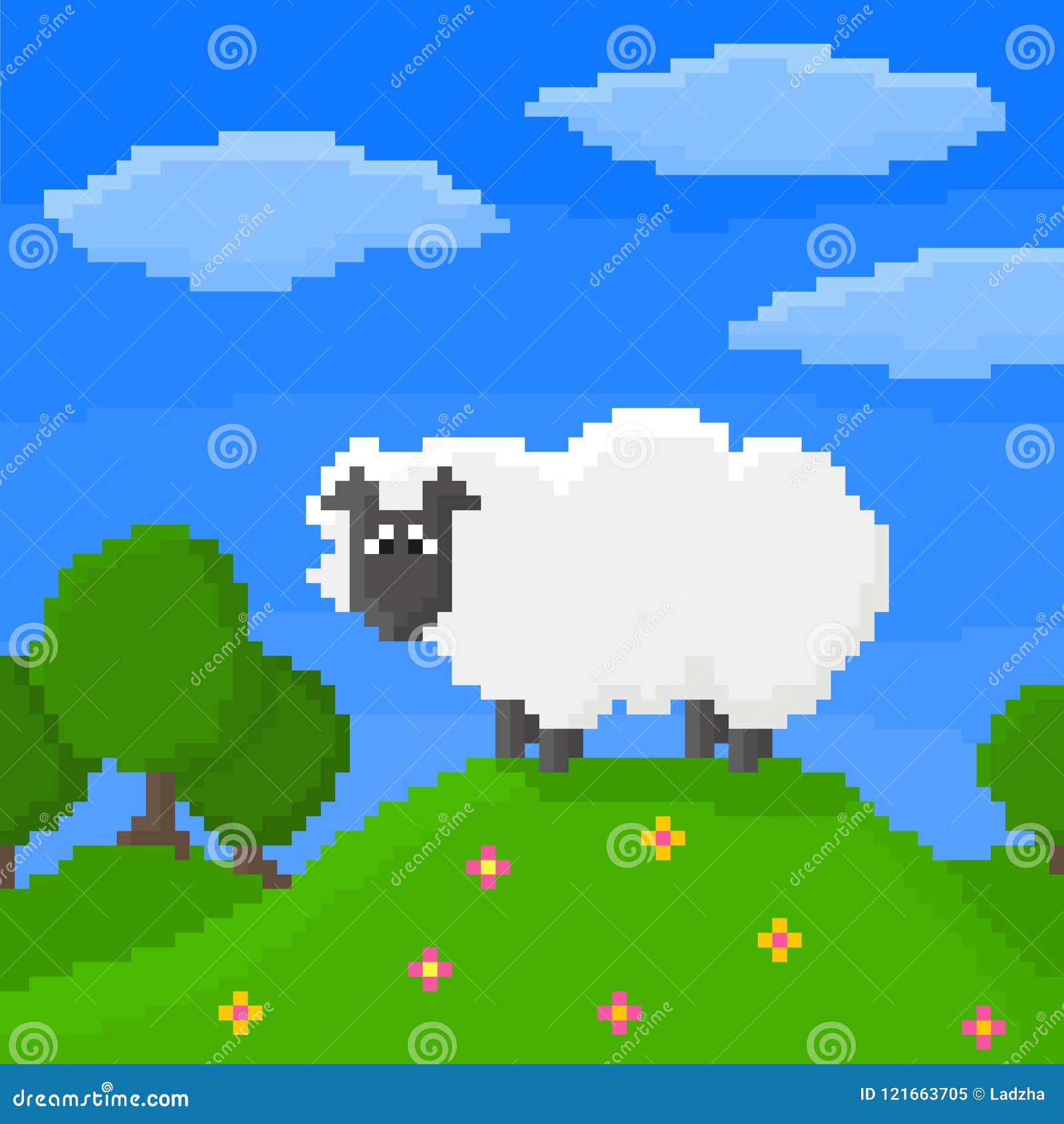 Pixel Art Sheep. Farm Animal For Game Design Cartoon Vector ...