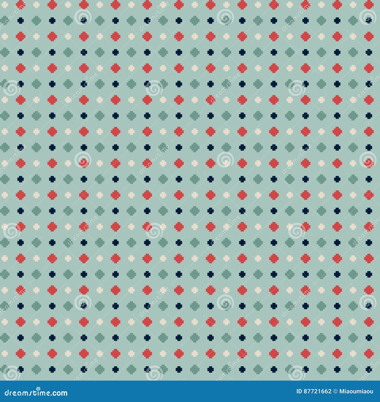 Cute Pixelated Pattern with Simple Geometric Shapes Stock Vector ...