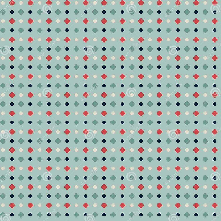 Cute Pixelated Pattern with Simple Geometric Shapes Stock Vector ...