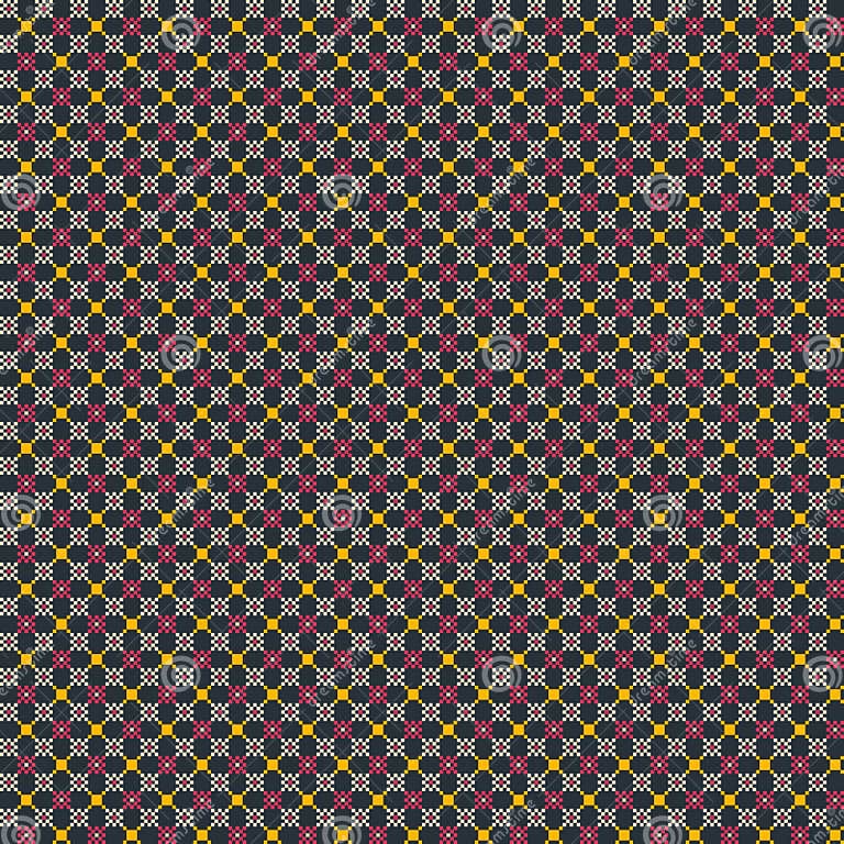 Cute Pixelated Pattern with Simple Geometric Shapes Stock Vector ...