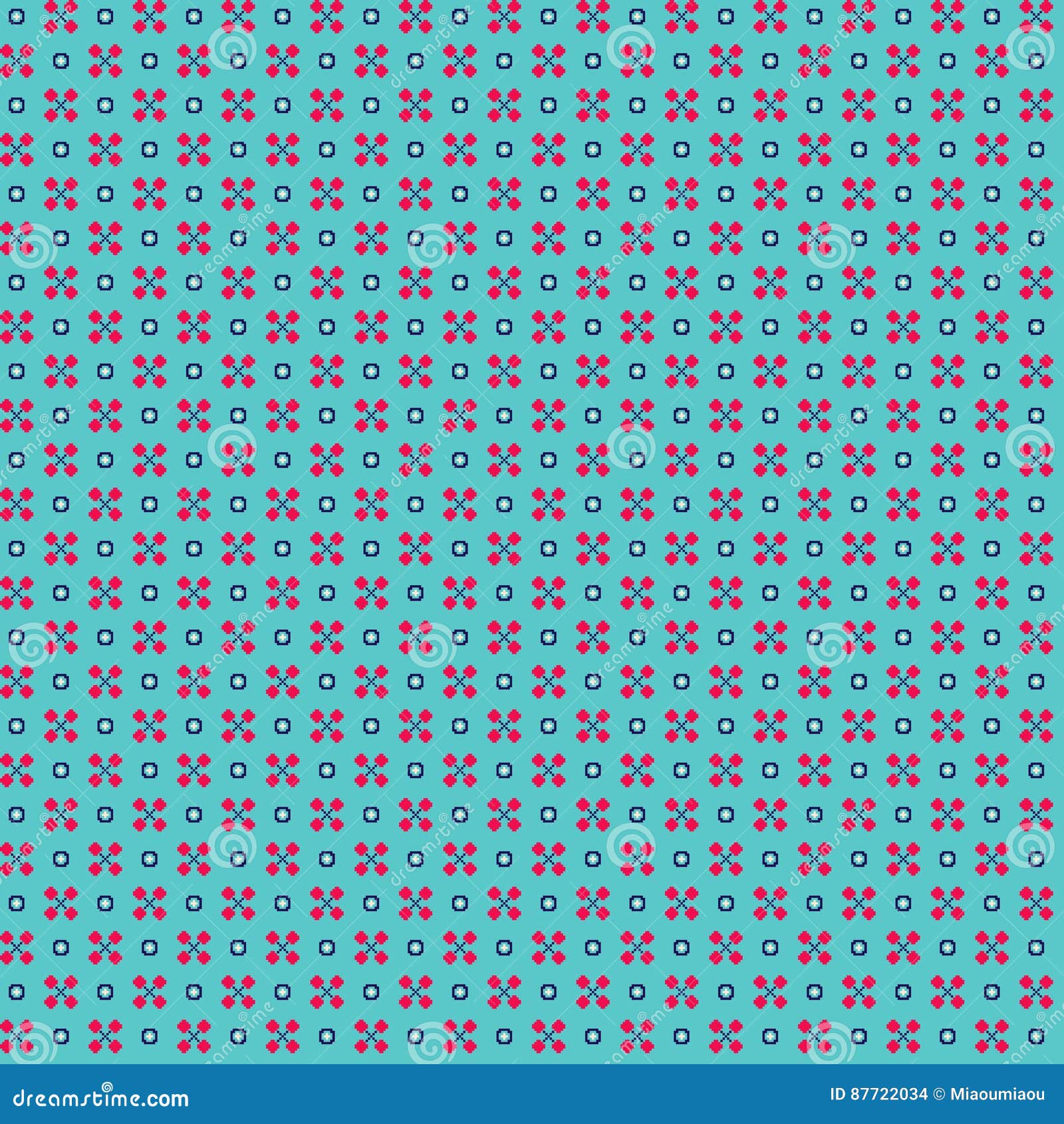 Cute Pixelated Pattern with Simple Geometric Shapes Stock Vector ...