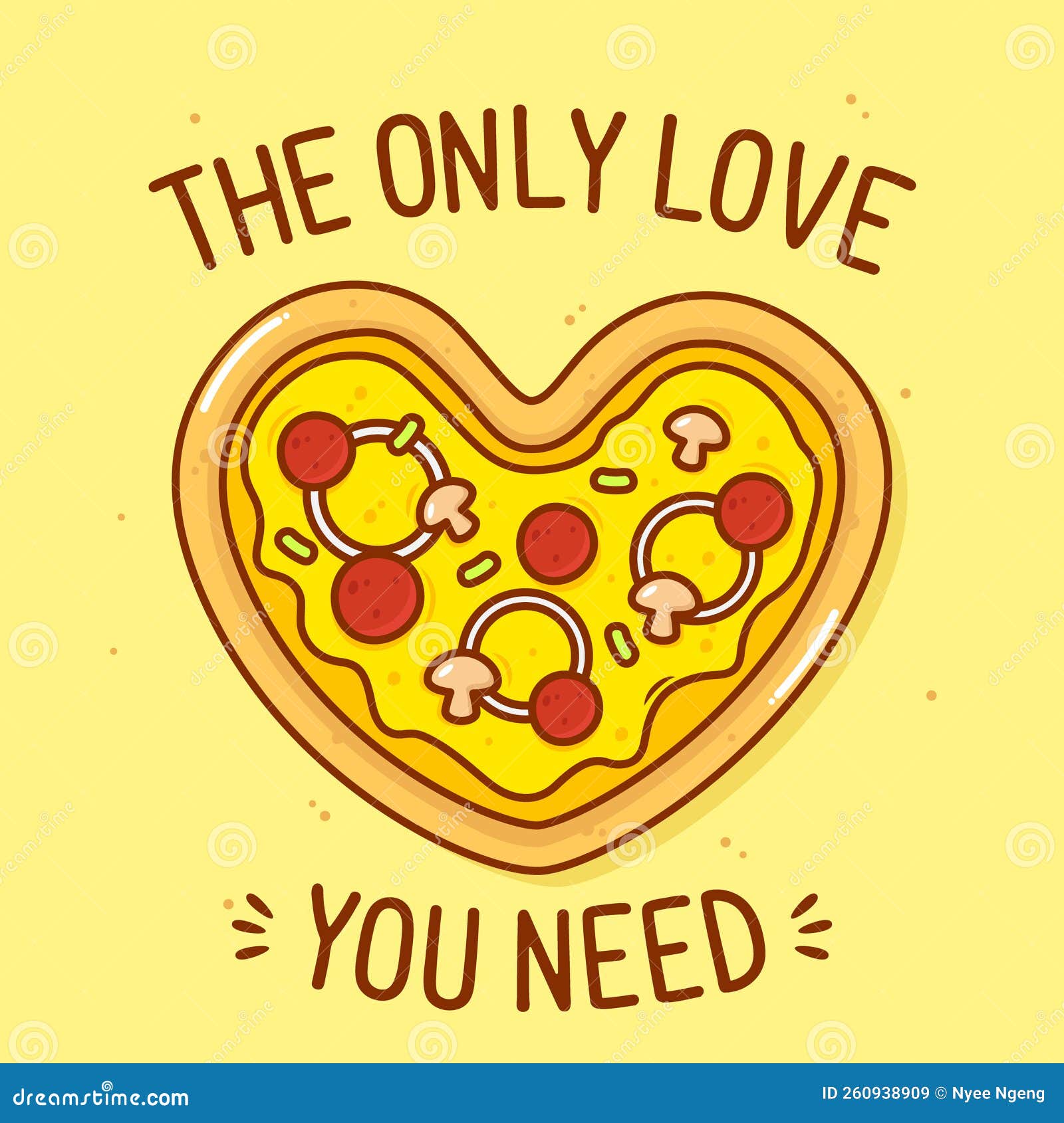 Cute Pizza Shaped Heart with Text Illustration Stock Vector ...
