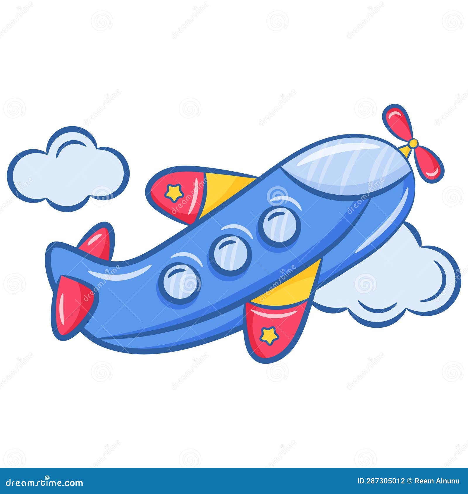 Cute Plane Drawing Clipart Sticker Stock Vector - Illustration of ...