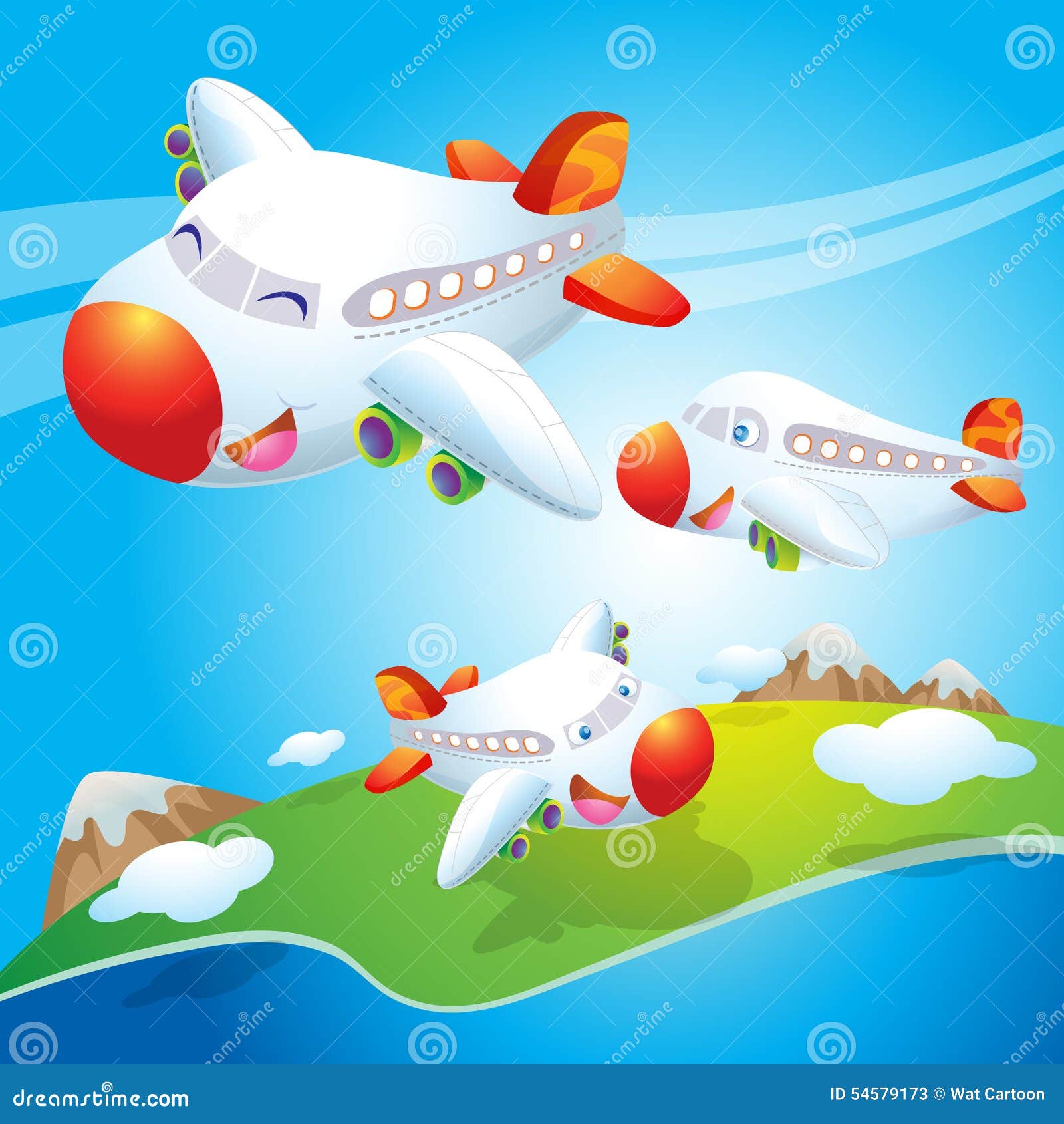 Cute Plane Outline. Vector Illustration | CartoonDealer.com #66098612