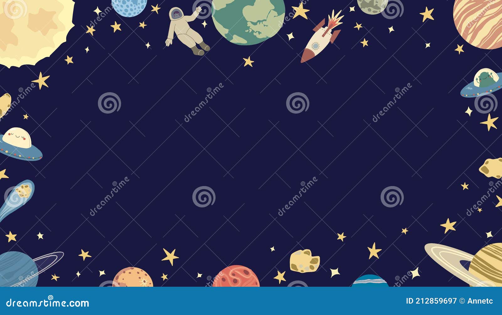 Cute Planets Frame. Vector Solar System | CartoonDealer.com #212859697