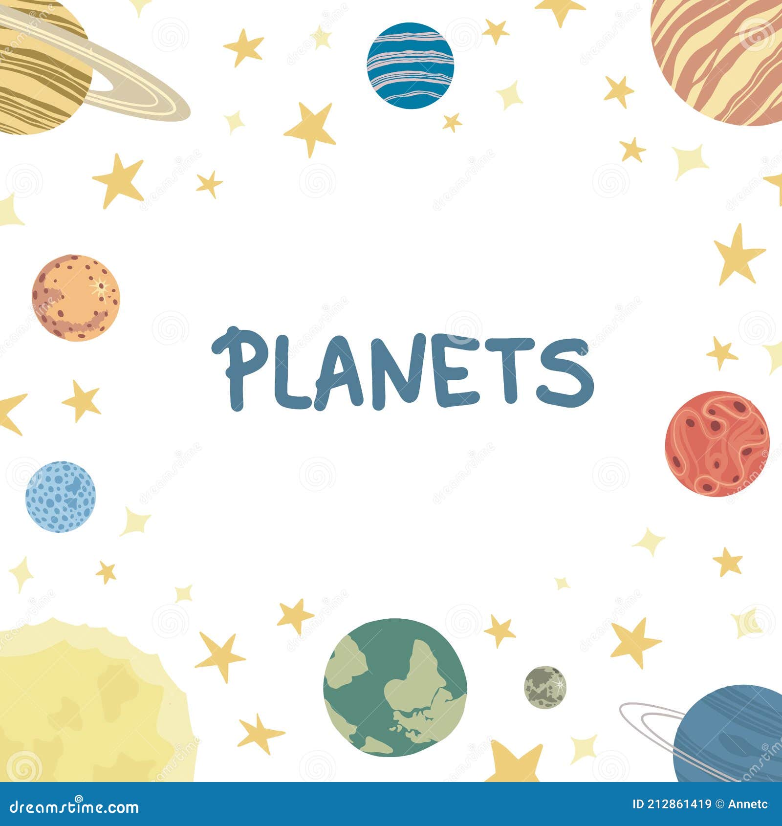 Cute Planets Frame. Vector Solar System | CartoonDealer.com #212861419