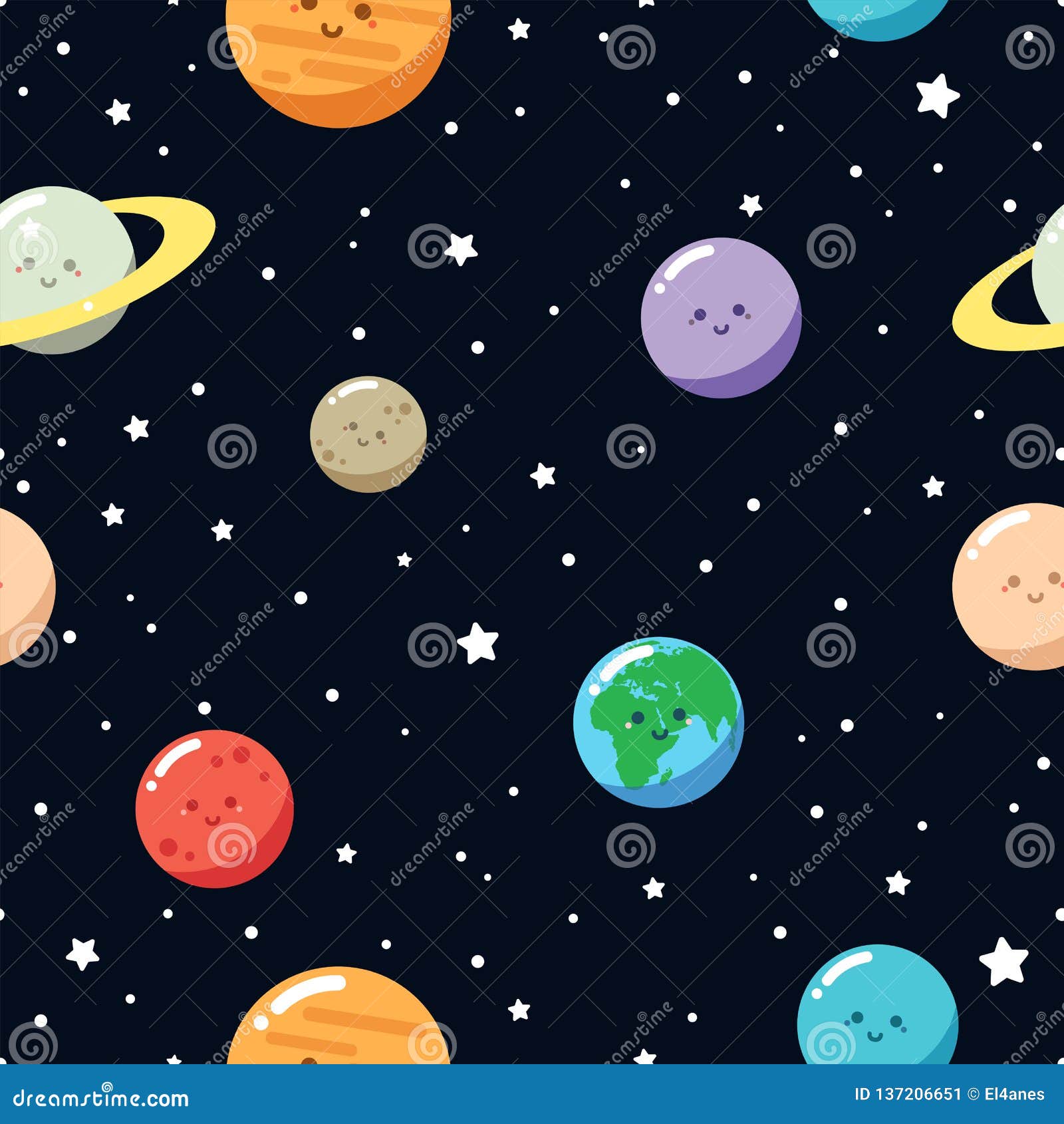 Cute Planets. Cartoon Sun, Moon, Earth And Space Solar System Elements ... Cute Planets. Cartoon Sun, Moon, Earth And Space Solar System Elements ...