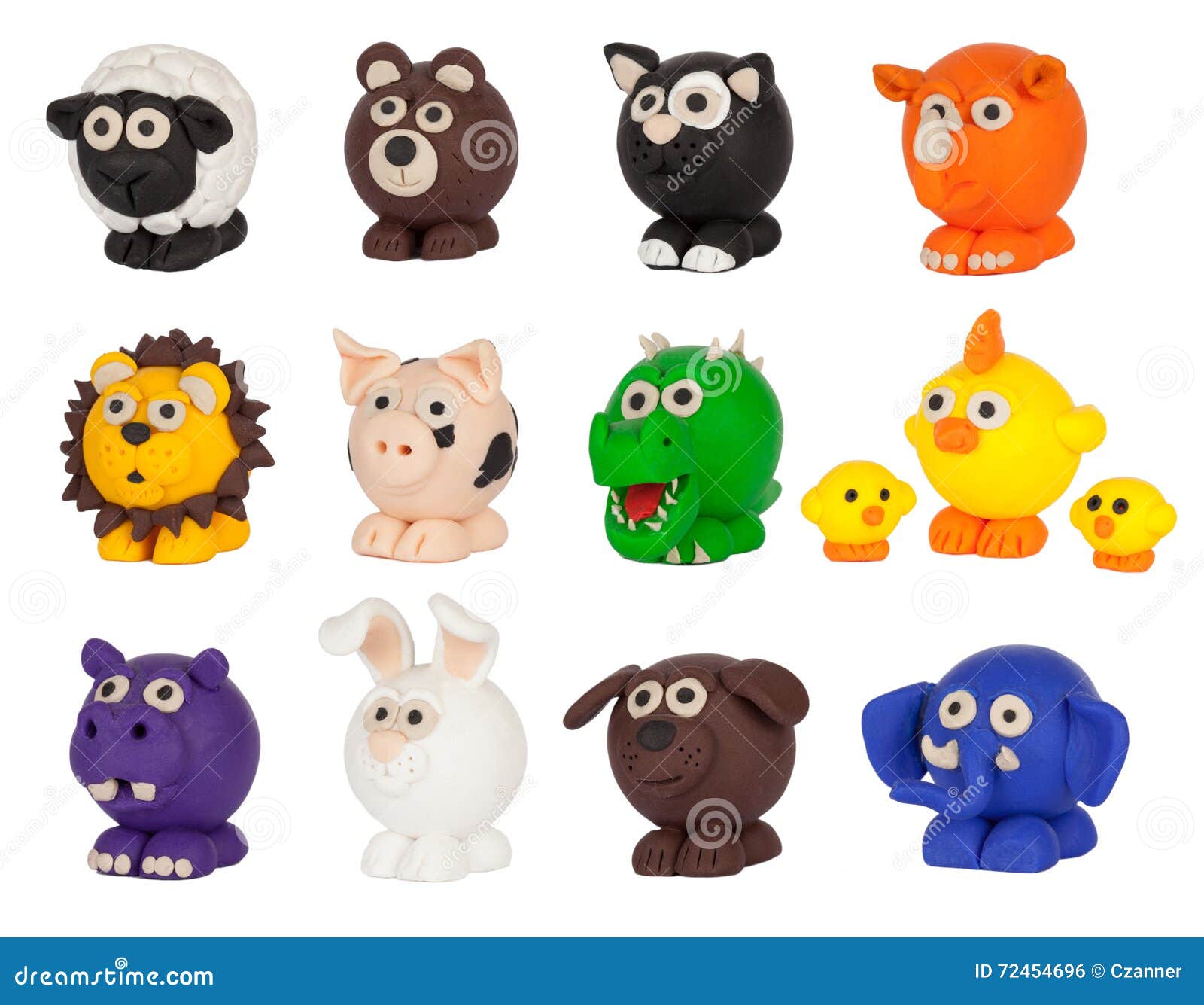 Cute Plasticine Farm Animals Collection - Pig, Horse, Sheep. Stock ...