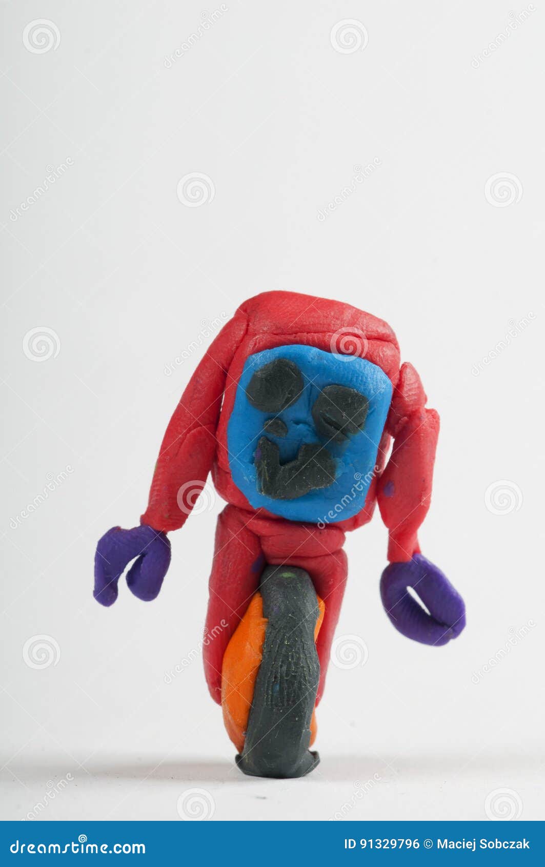 Cute Plasticine Robot on White Background Stock Photo - Image of play ...
