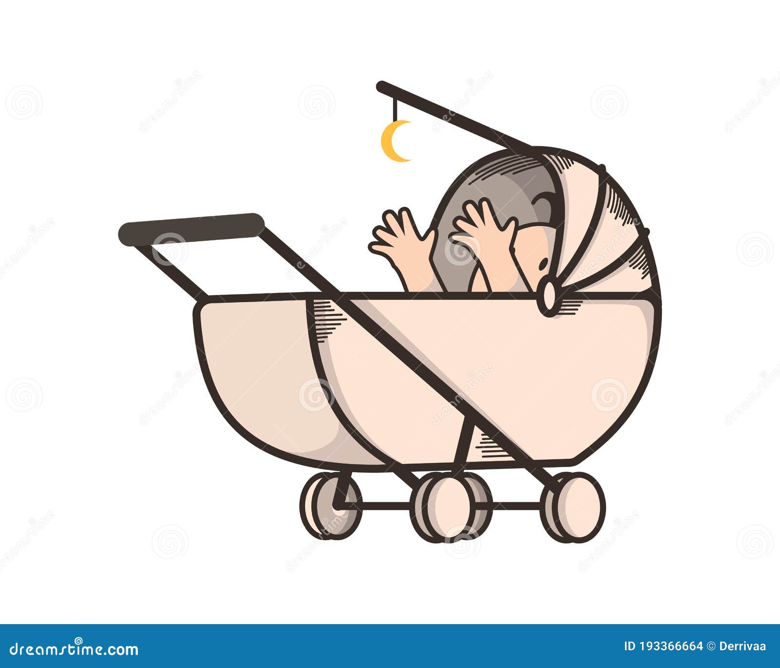 Cute and Playful Baby on Stroller Illustration Stock Vector ...