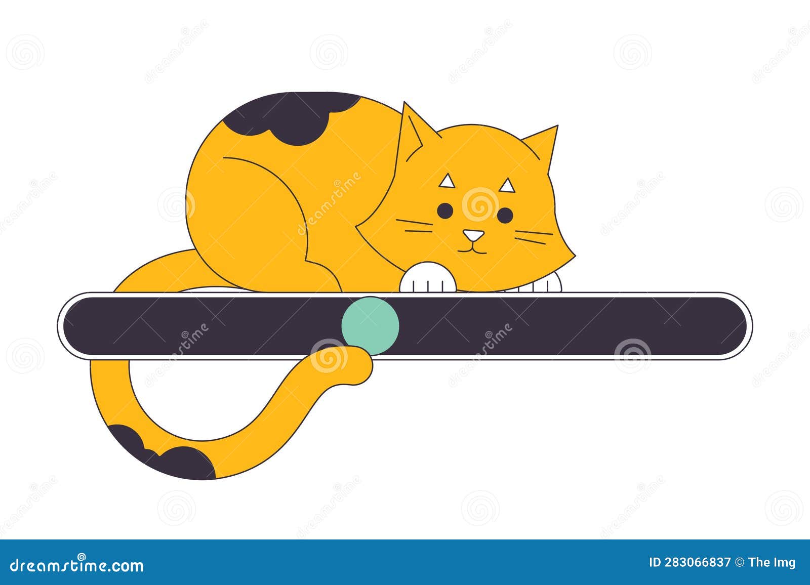 Cute Playful Cat Under Loading Bar Flat Design Stock Illustration ...
