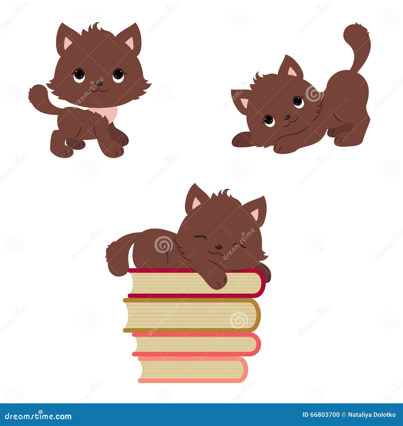 Cute Playful Kittens Icons Set Stock Vector - Illustration of tail ...