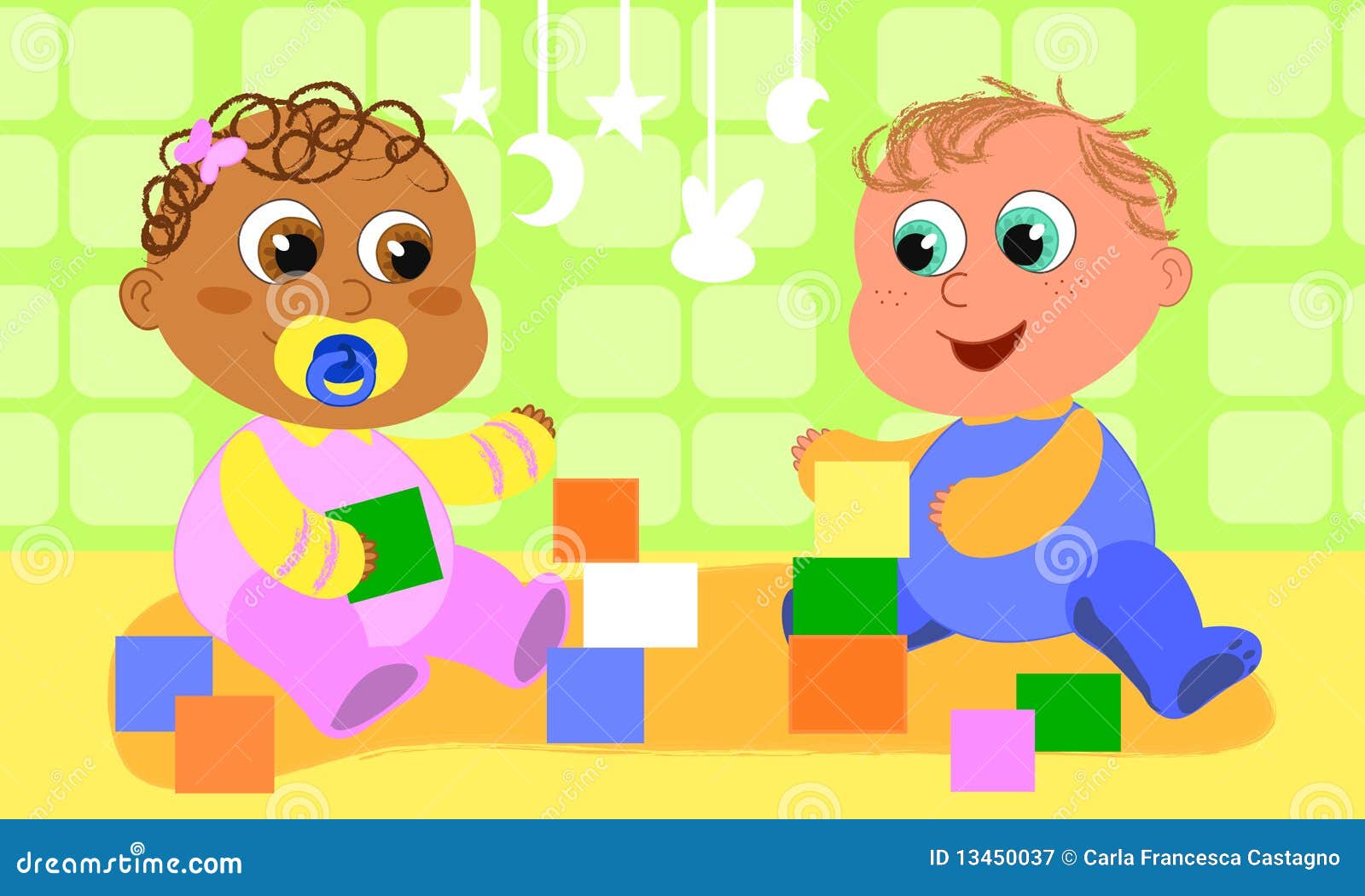 Playing Babies Vector Illustration | CartoonDealer.com #43190186