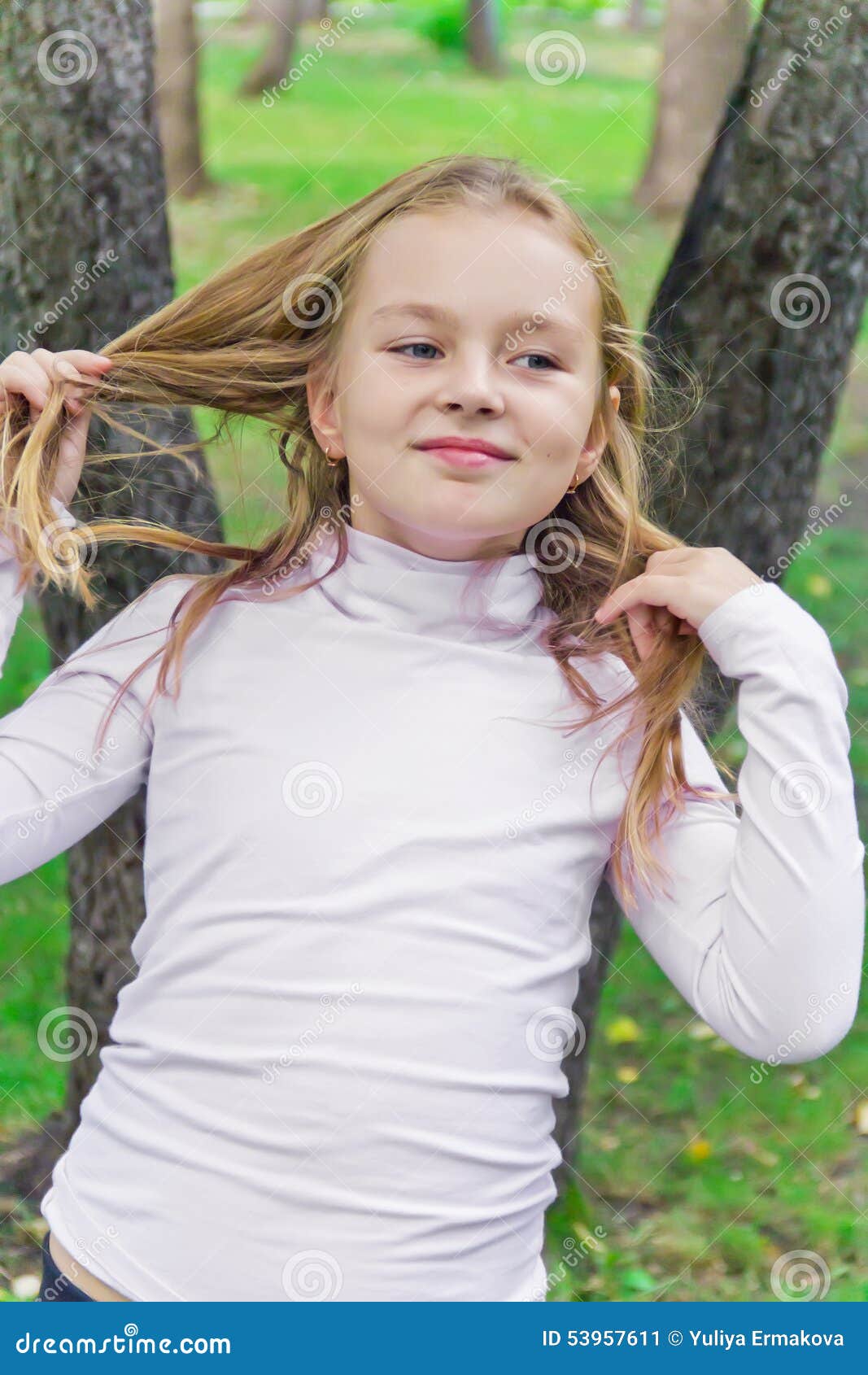 Cute playing girl stock image. Image of outdoors, smiling - 53957611