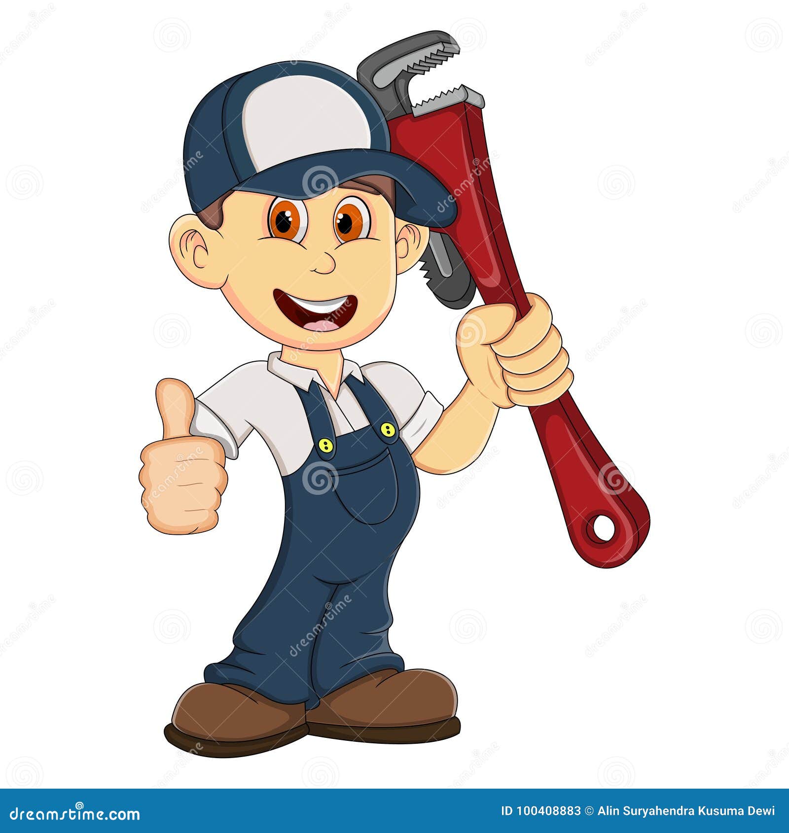 Cute Plumber cartoon stock vector. Illustration of professional - 100408883