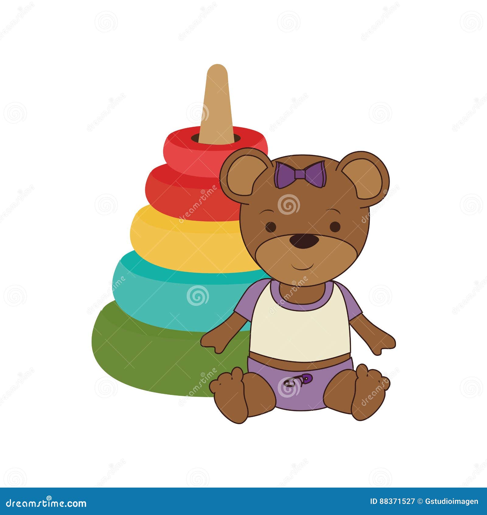 Cute Plush Doll with Rings Pile Icon Stock Vector - Illustration of ...