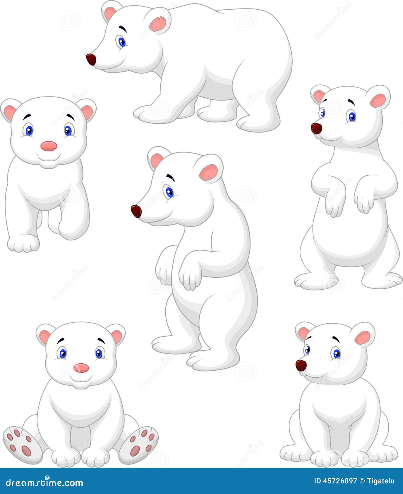 Cute Polar Bear Cartoon Collection Stock Vector - Illustration of ...