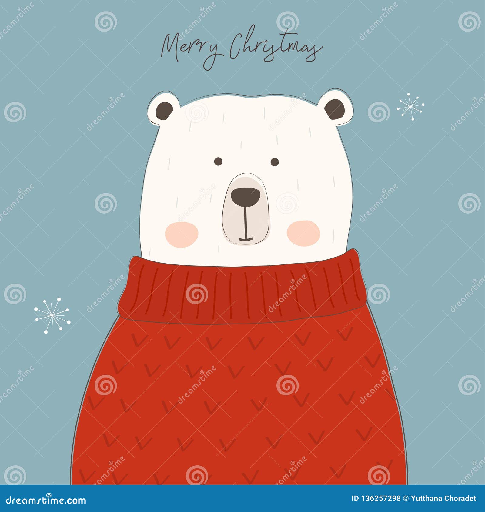 Cute Polar Bear stock vector. Illustration of christmas - 136257298