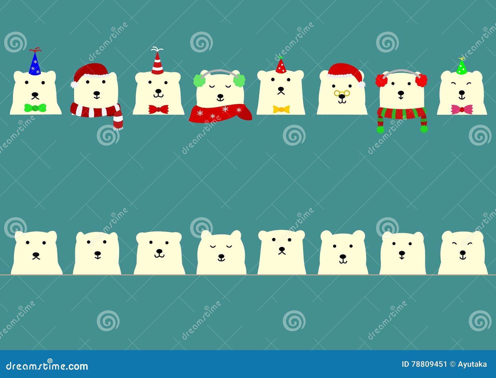 Cute polar bears border stock vector. Illustration of wild - 78809451