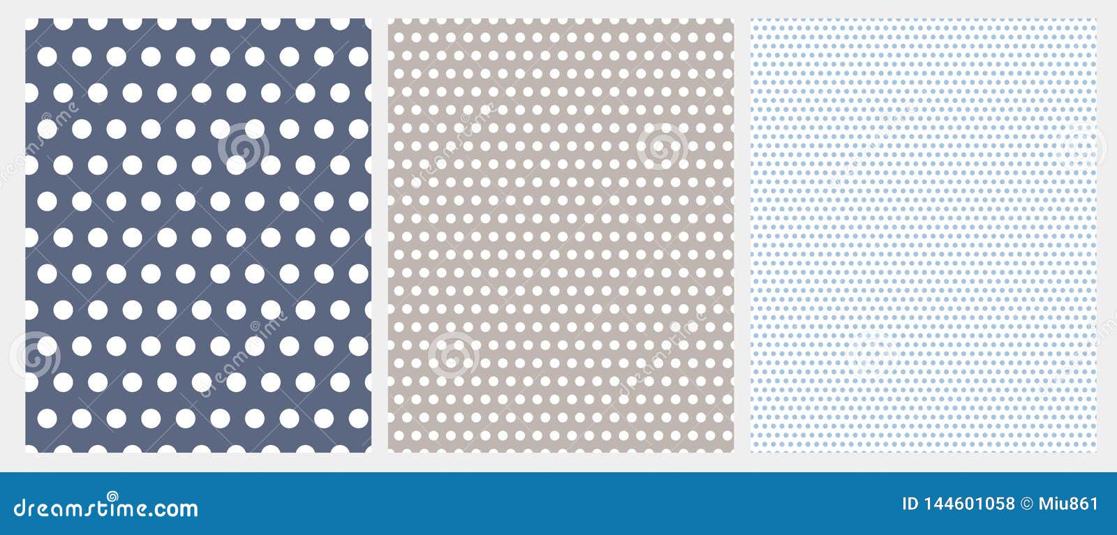 Cute Polka Dots Seamless Vector Pattern. Set of 3 Dotted Layouts. Stock Vector - Illustration of ...