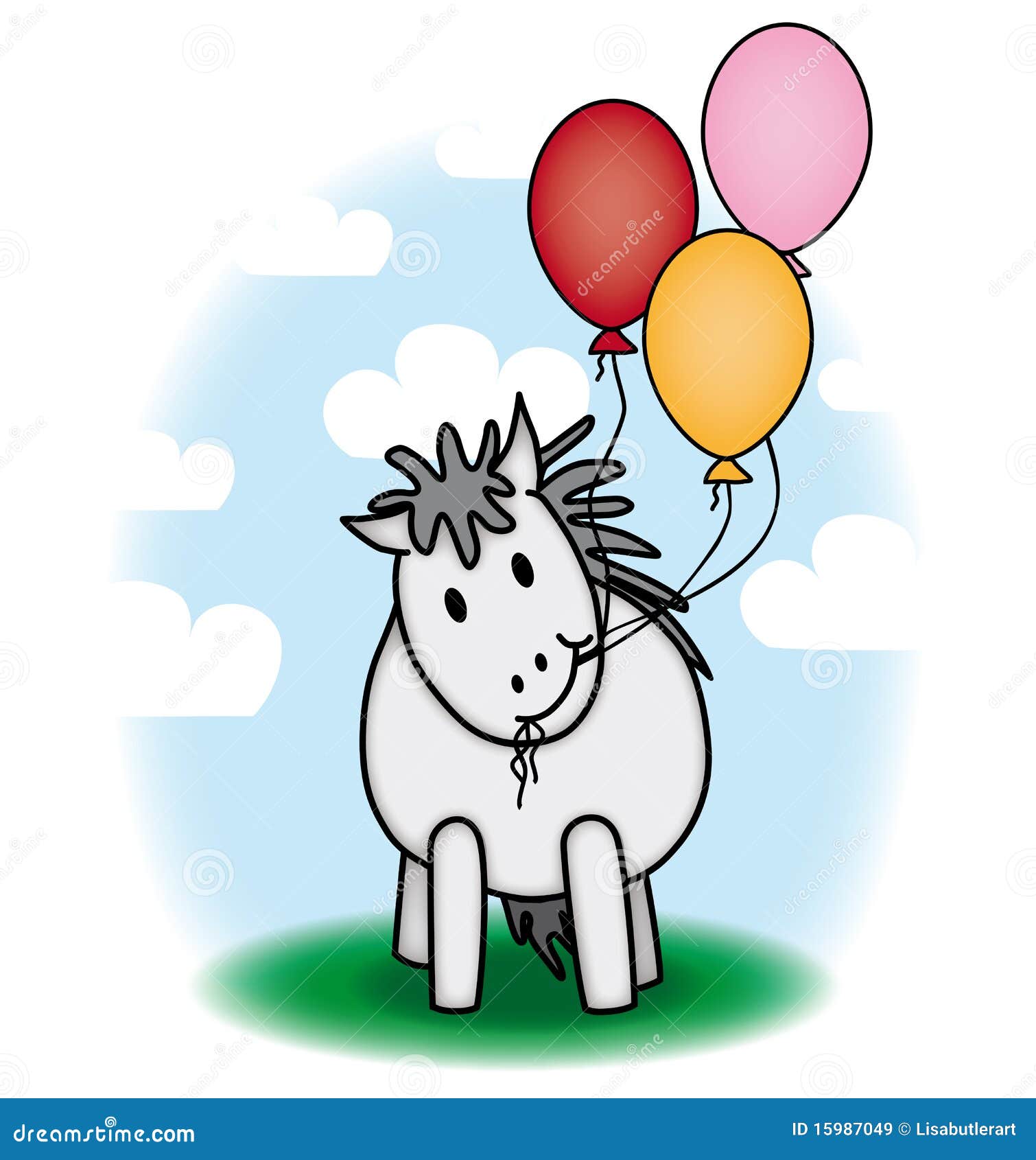 Cute pony and balloons stock vector. Illustration of cartoon - 15987049