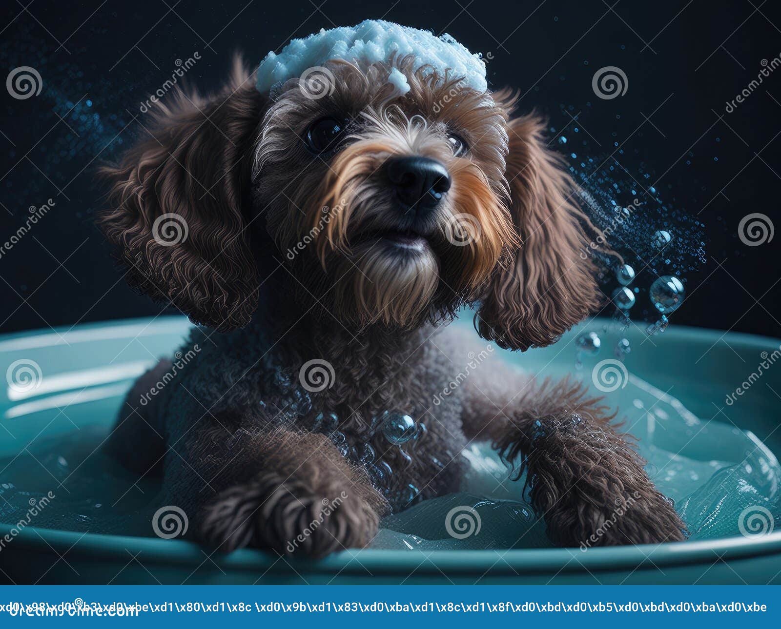 Cute Poodle Dog Taking a Bath with Foam. Ai Generative Stock ...