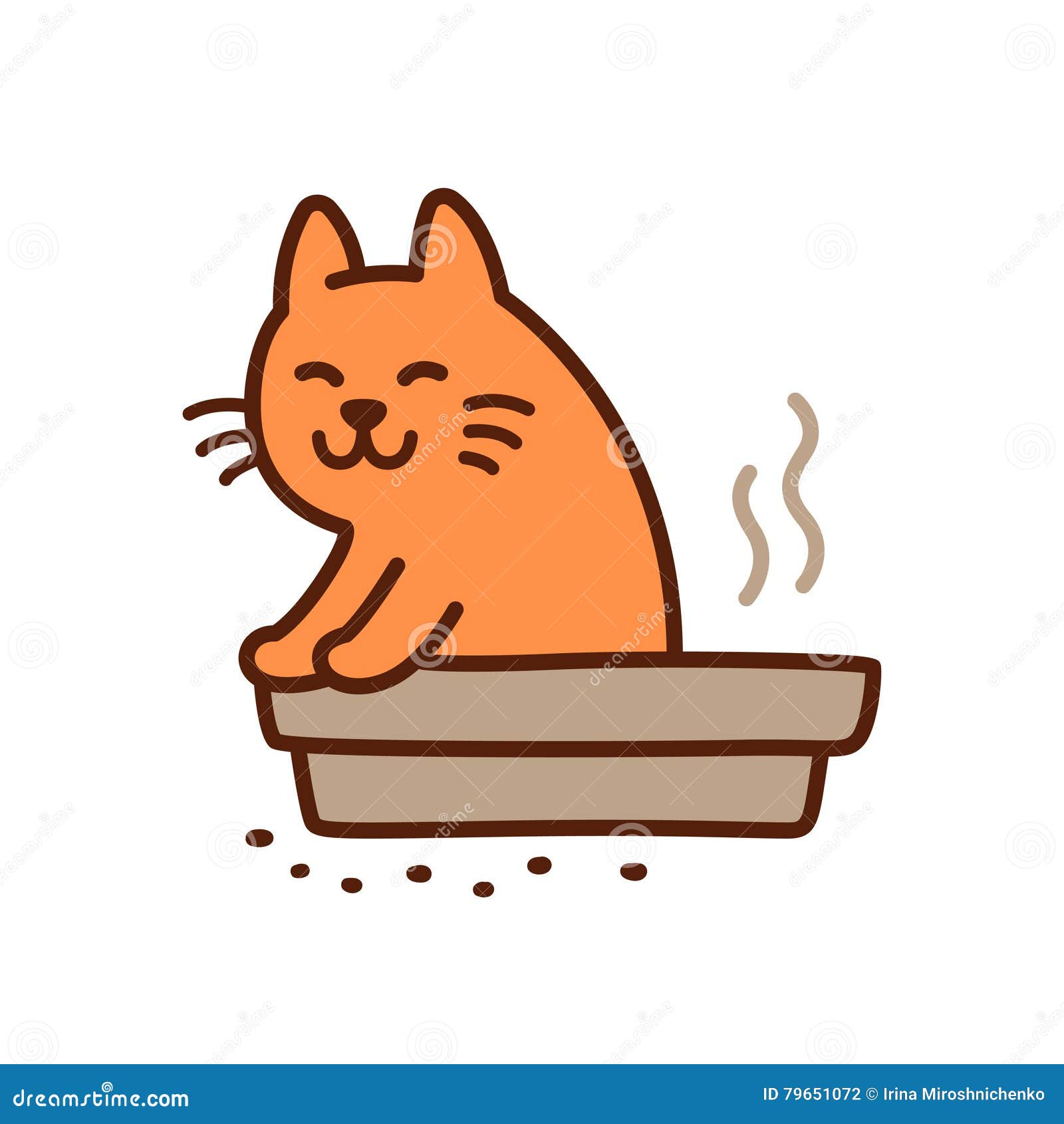 Cute pooping cat stock vector. Illustration of mammal - 79651072