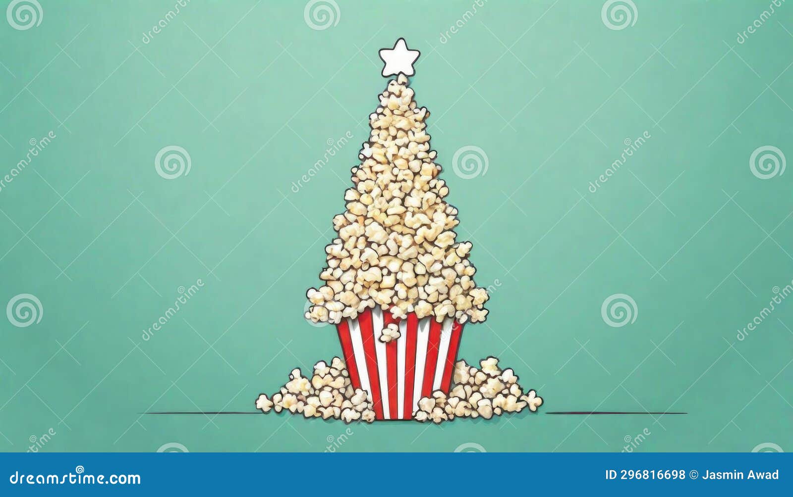 Cute Popcorn Christmas Tree with Copy Space Stock Illustration ...