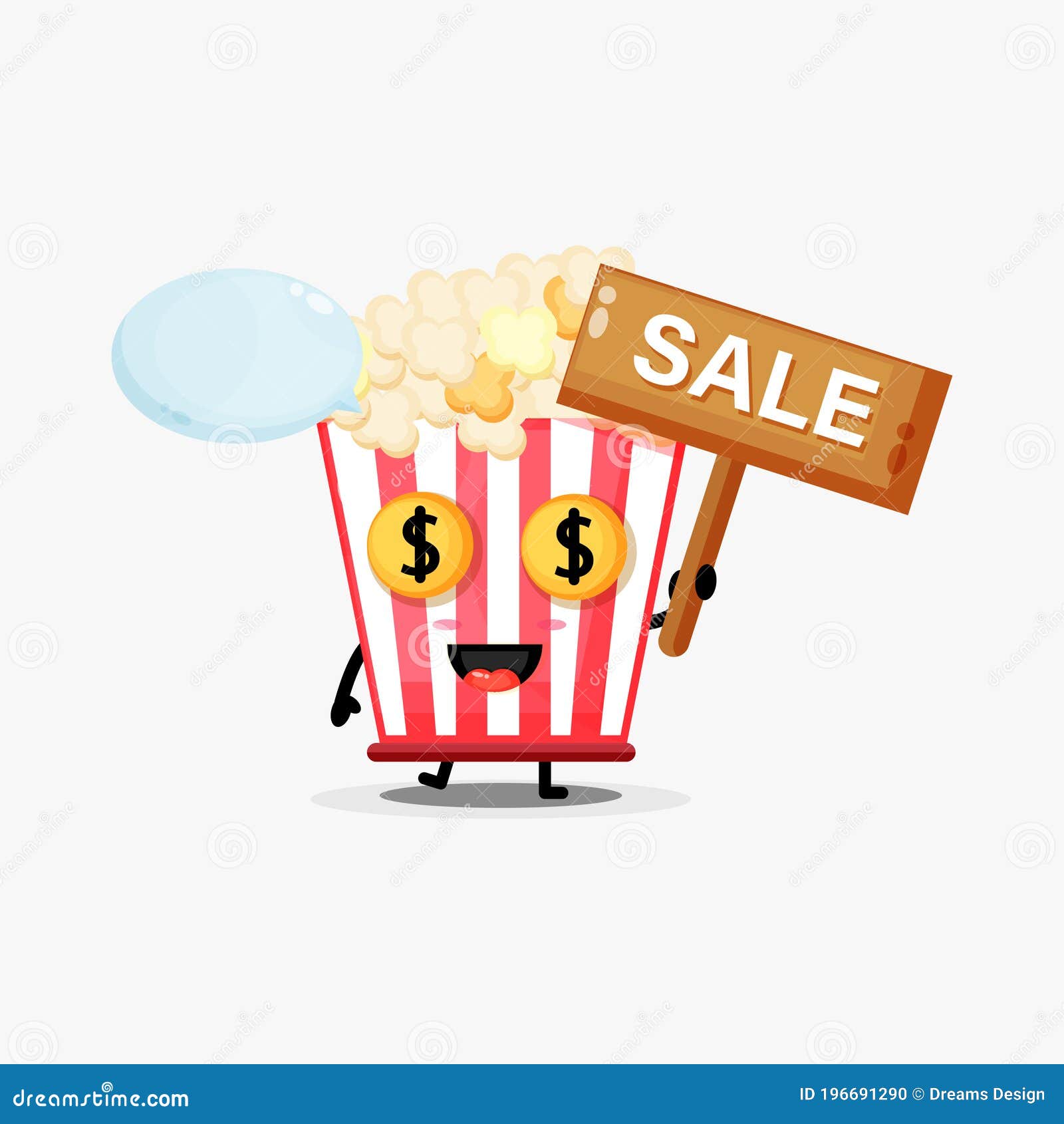 Cute Popcorn Mascot with the Sales Sign Stock Vector - Illustration of ...
