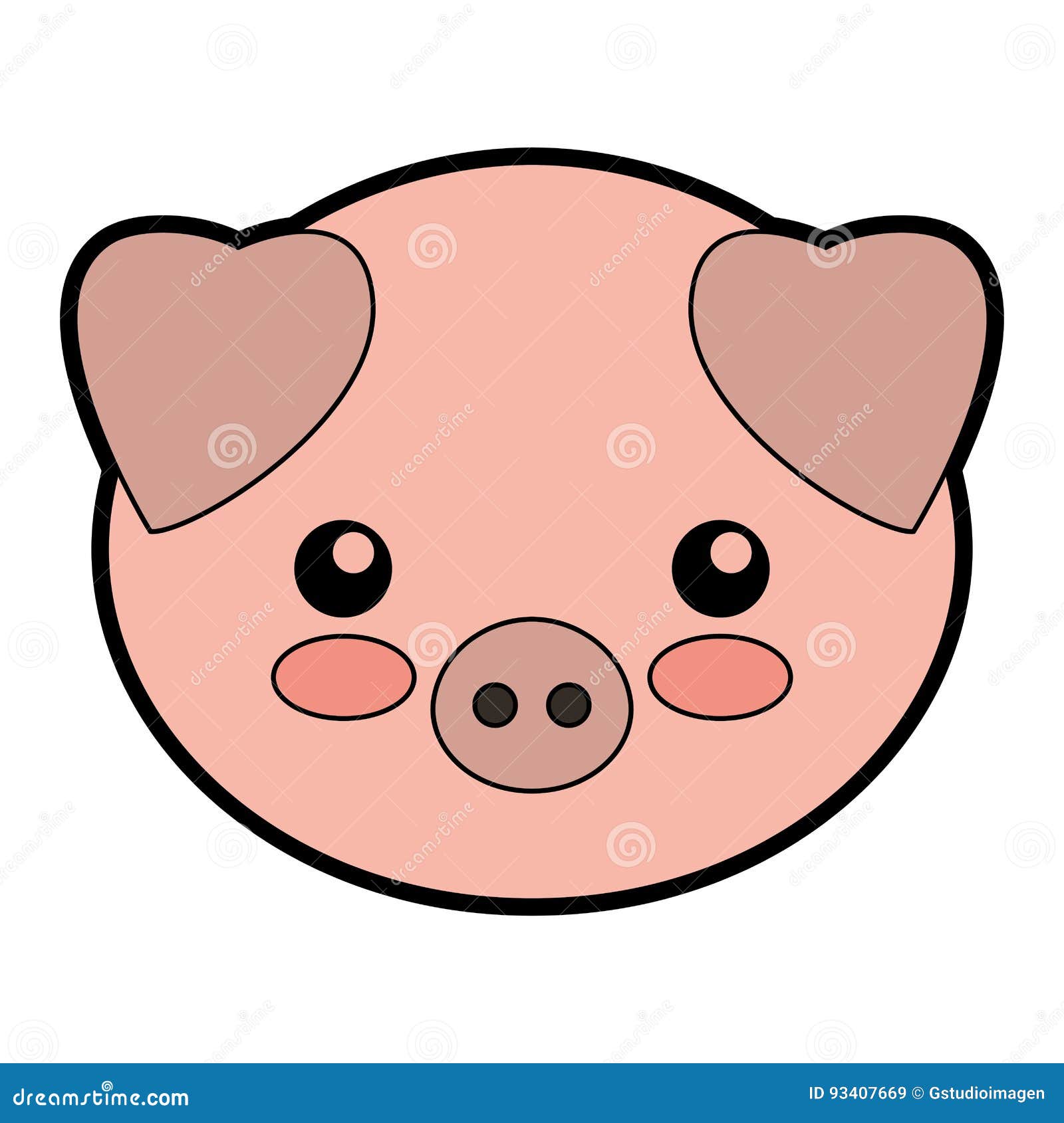 Cute pork cartoon stock vector. Illustration of adorable - 93407669