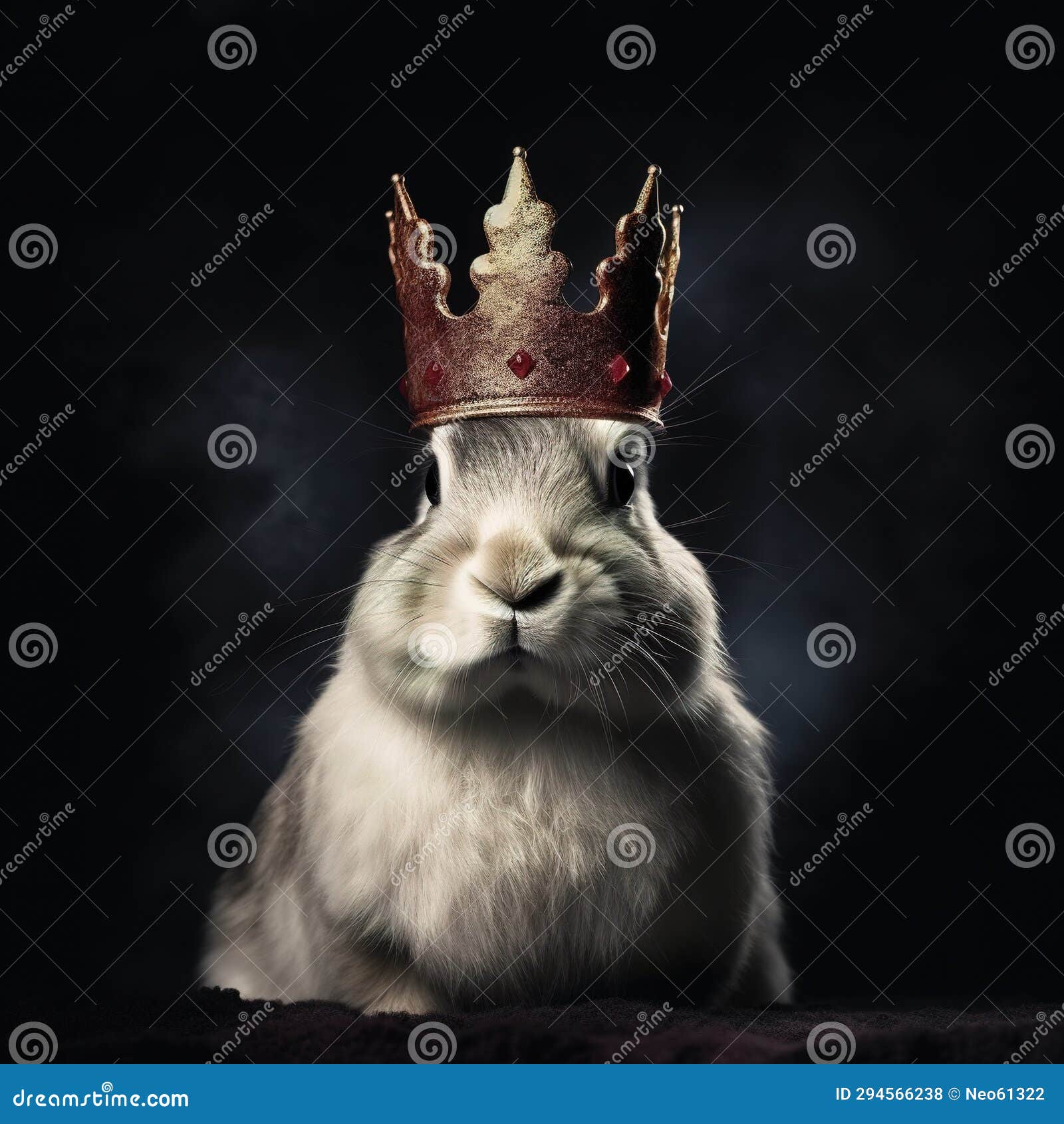 Portrait of a Majestic Rabbit with a Crown Generative AI Stock ...