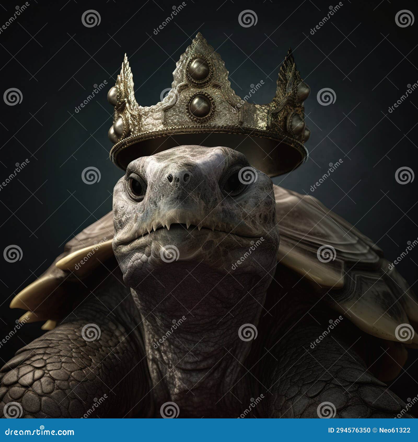 Portrait of a Majestic Turtle with a Crown Generative AI Stock ...