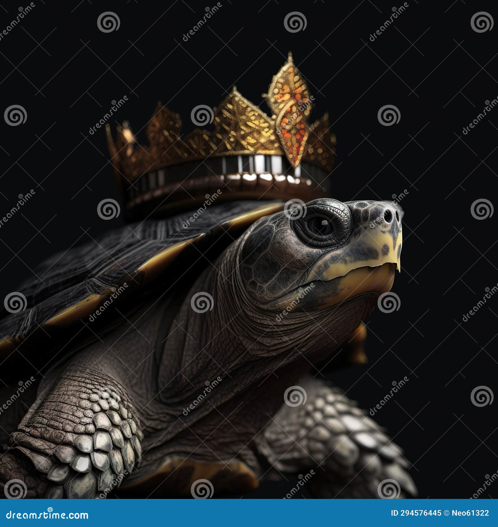 Portrait of a Majestic Turtle with a Crown Generative AI Stock ...