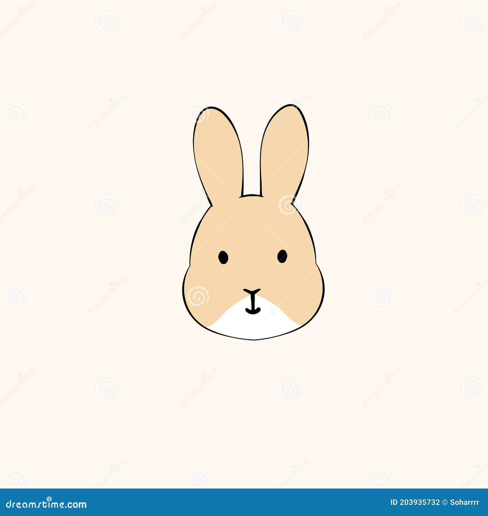 Cute Portrait Rabbit Cartoon Hand Drawn Vector Illustration Stock ...