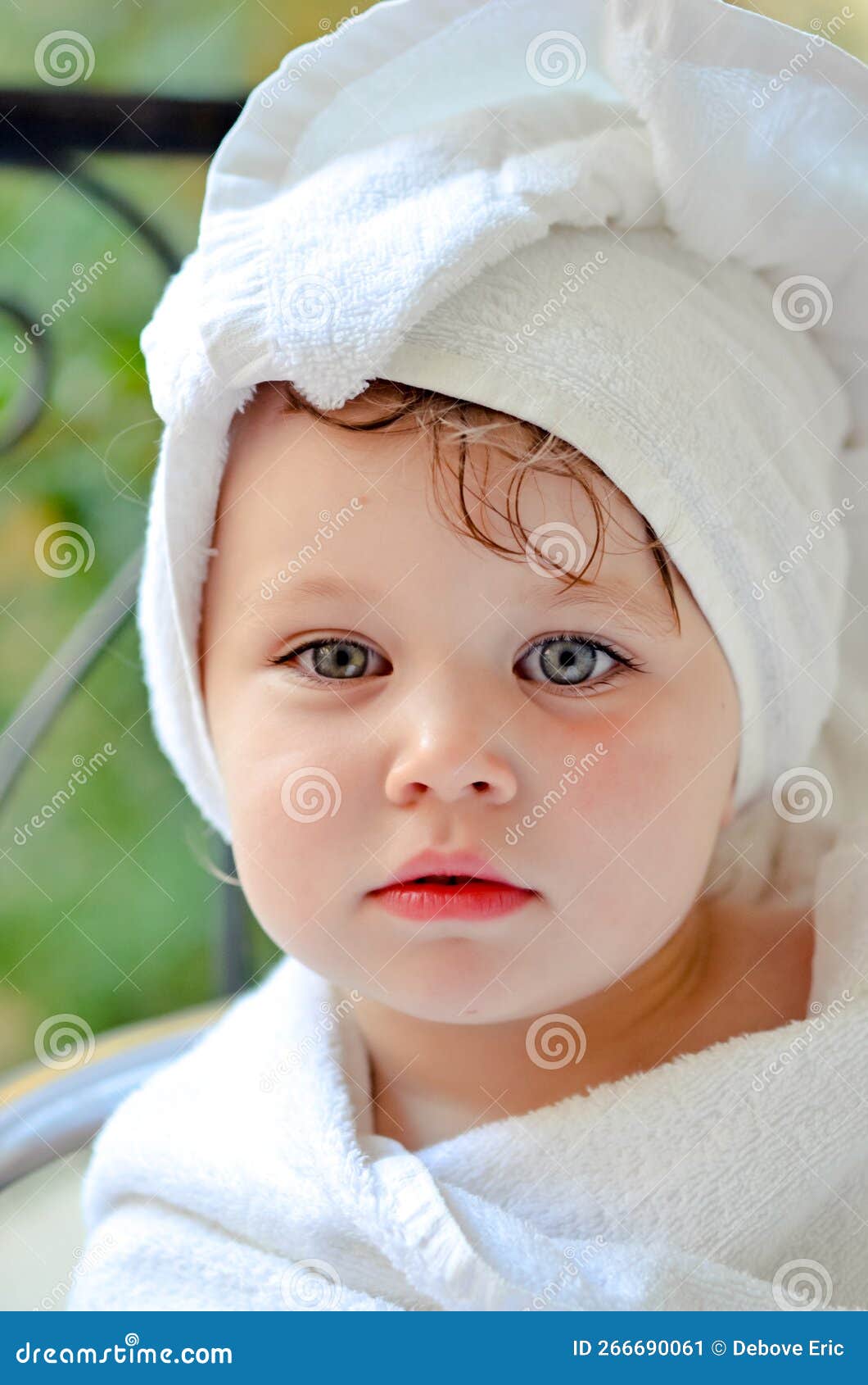 Cute Portrait Of A Young Girl Getting Out Of The Bath And Waiting In