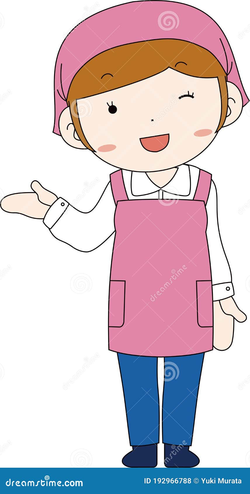 Cute Pose of Female Store Clerk Stock Vector - Illustration of pose ...