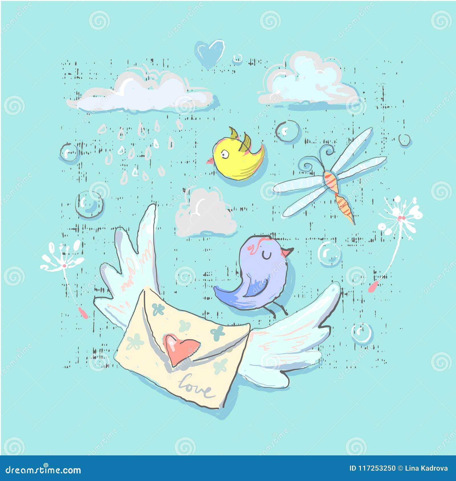 Cute Postal Birds And Delivery Elements Set. Cartoon Set Of Postal Bird ...
