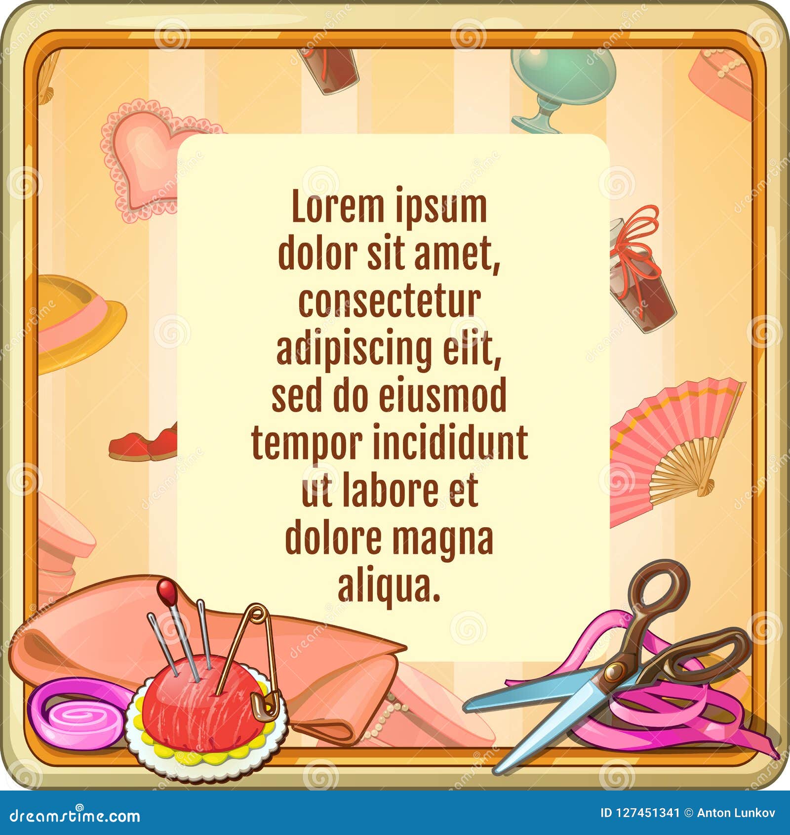 Cute Poster with Sample Text with Objects for Needlework. Vector ...