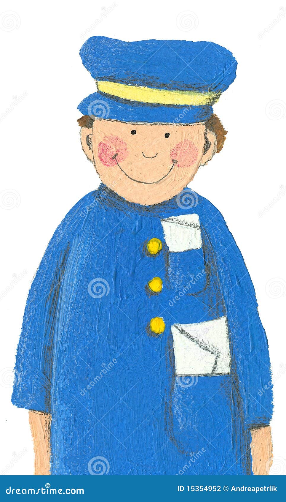 Cute Postman stock illustration. Illustration of friendly - 15354952